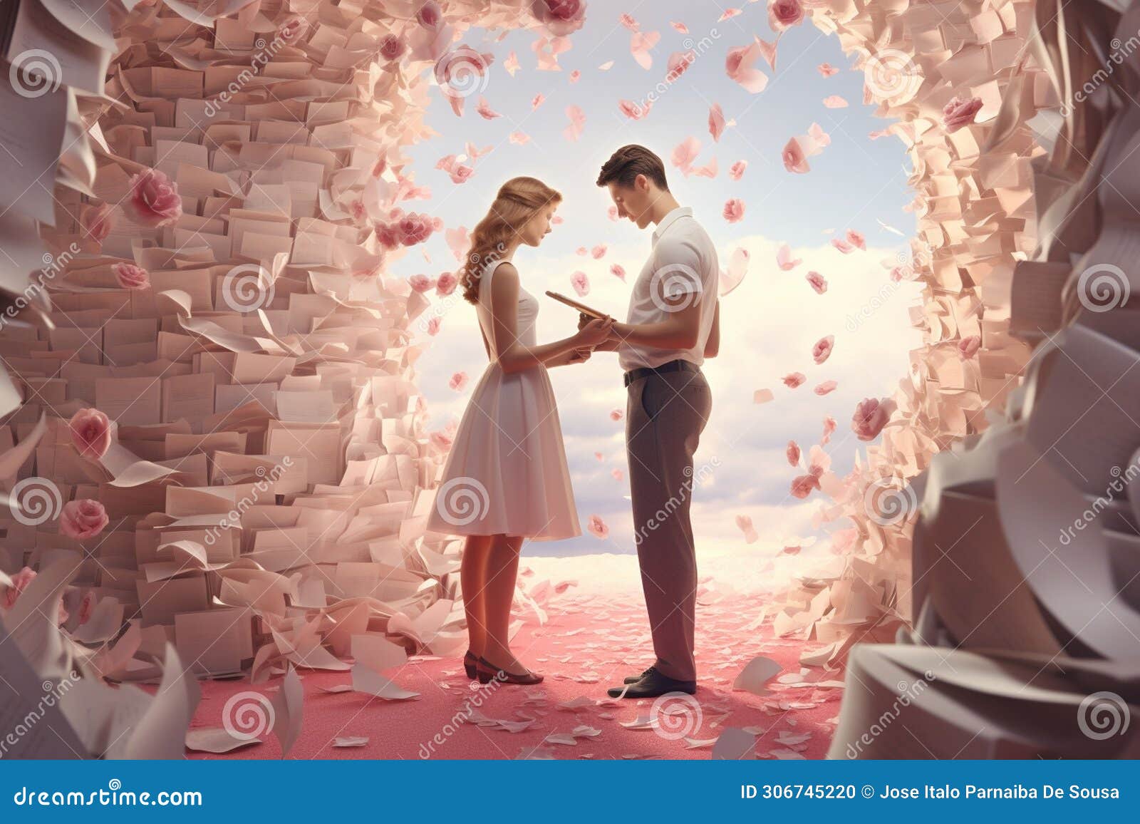 Couples Exchanging Heartfelt Letters and. Generative Ai Stock ...