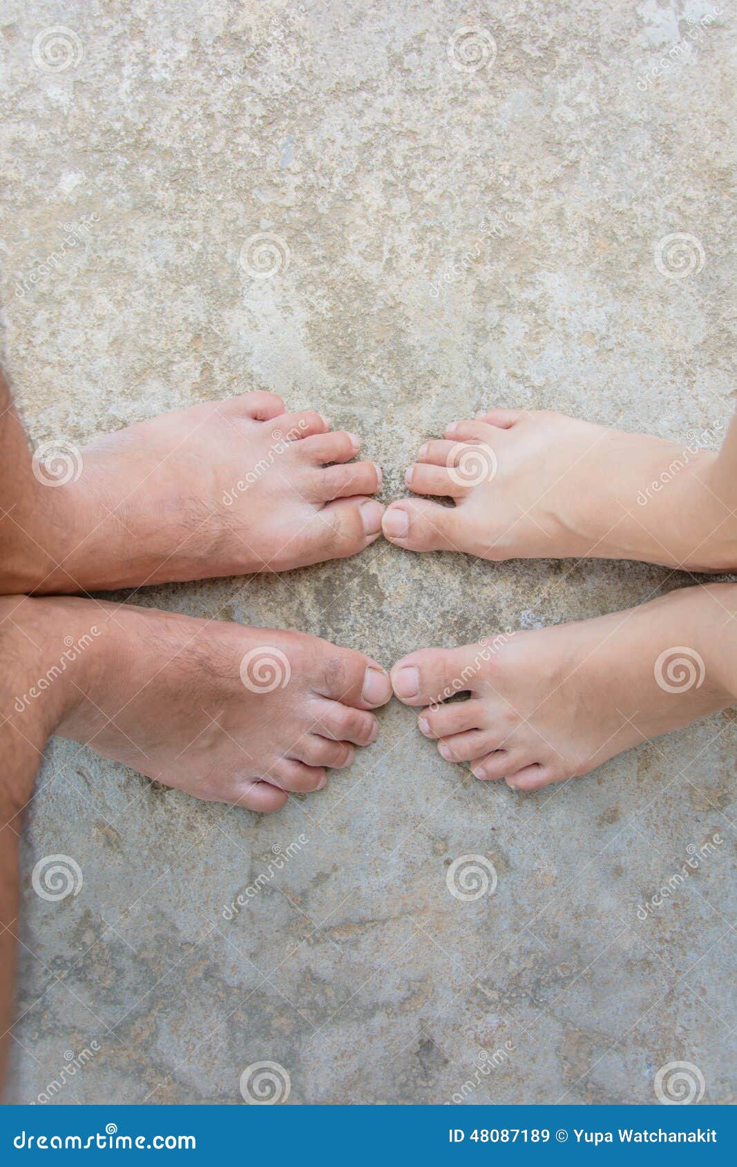 Couples Feet on the Concrete Ground Close Up Stock Image - Image of ...