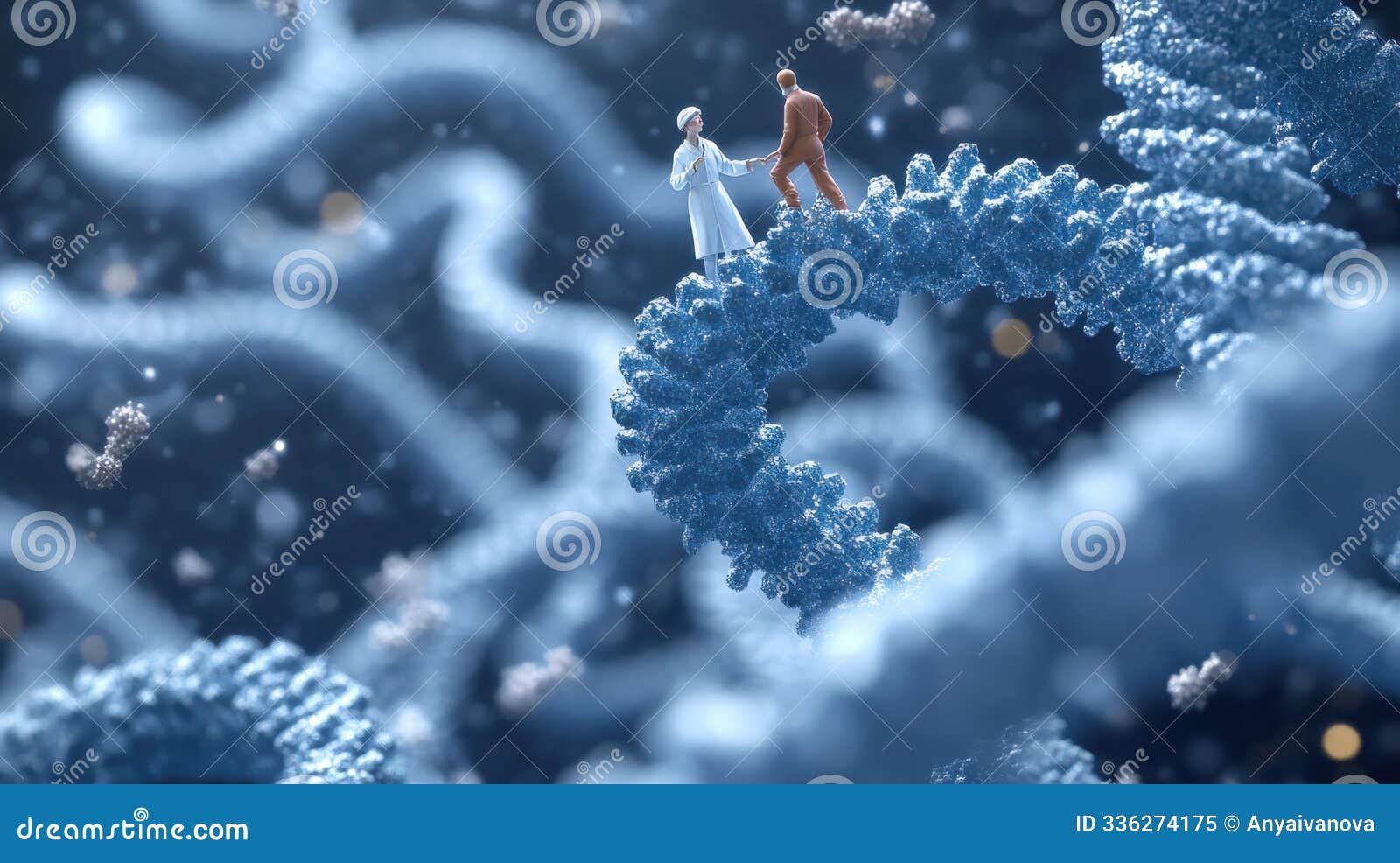 Couples Journey through DNA Helix, Symbolizing Love and Science Stock ...