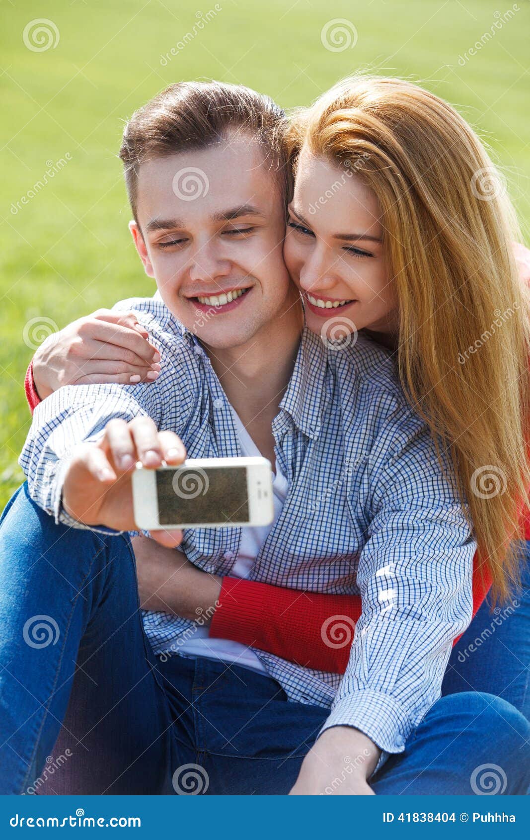 Couples with Phone Taking Selfie Self Portrait Stock Photo - Image of ...