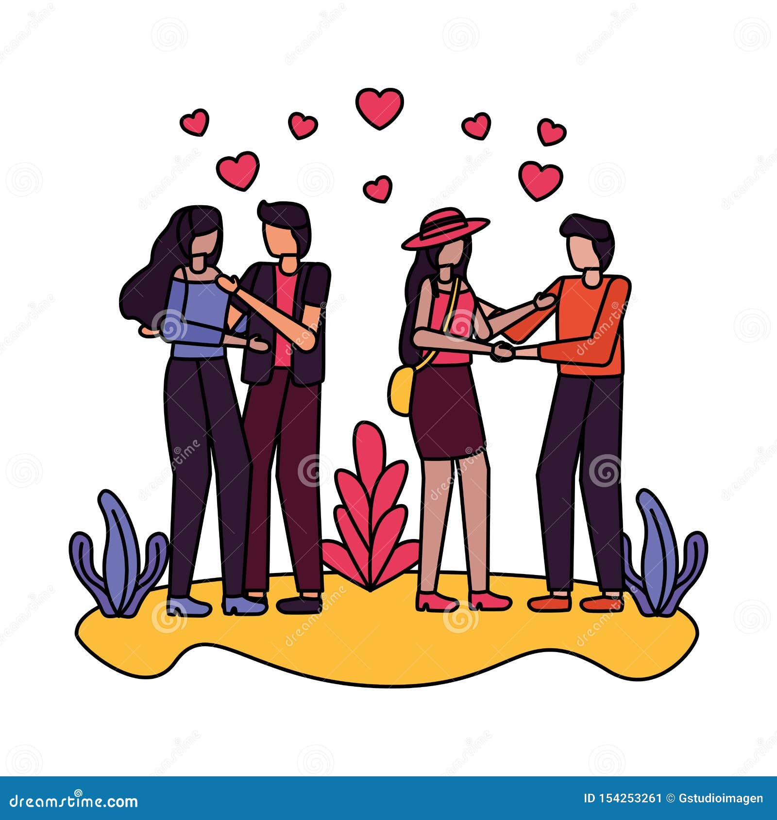 Couple Romantic Love Flat Design Stock Illustration - Illustration of ...