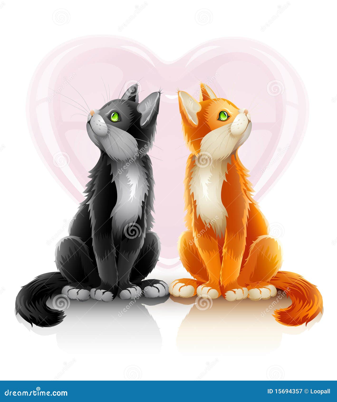 Couples Romantiques De Deux Chats Affectueux Illustration de Vecteur ...