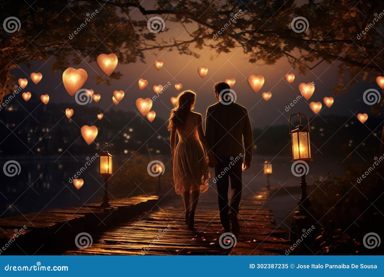 Romantic Moonlit Riverfront Cold Fog AI Generative Image Royalty-Free ...