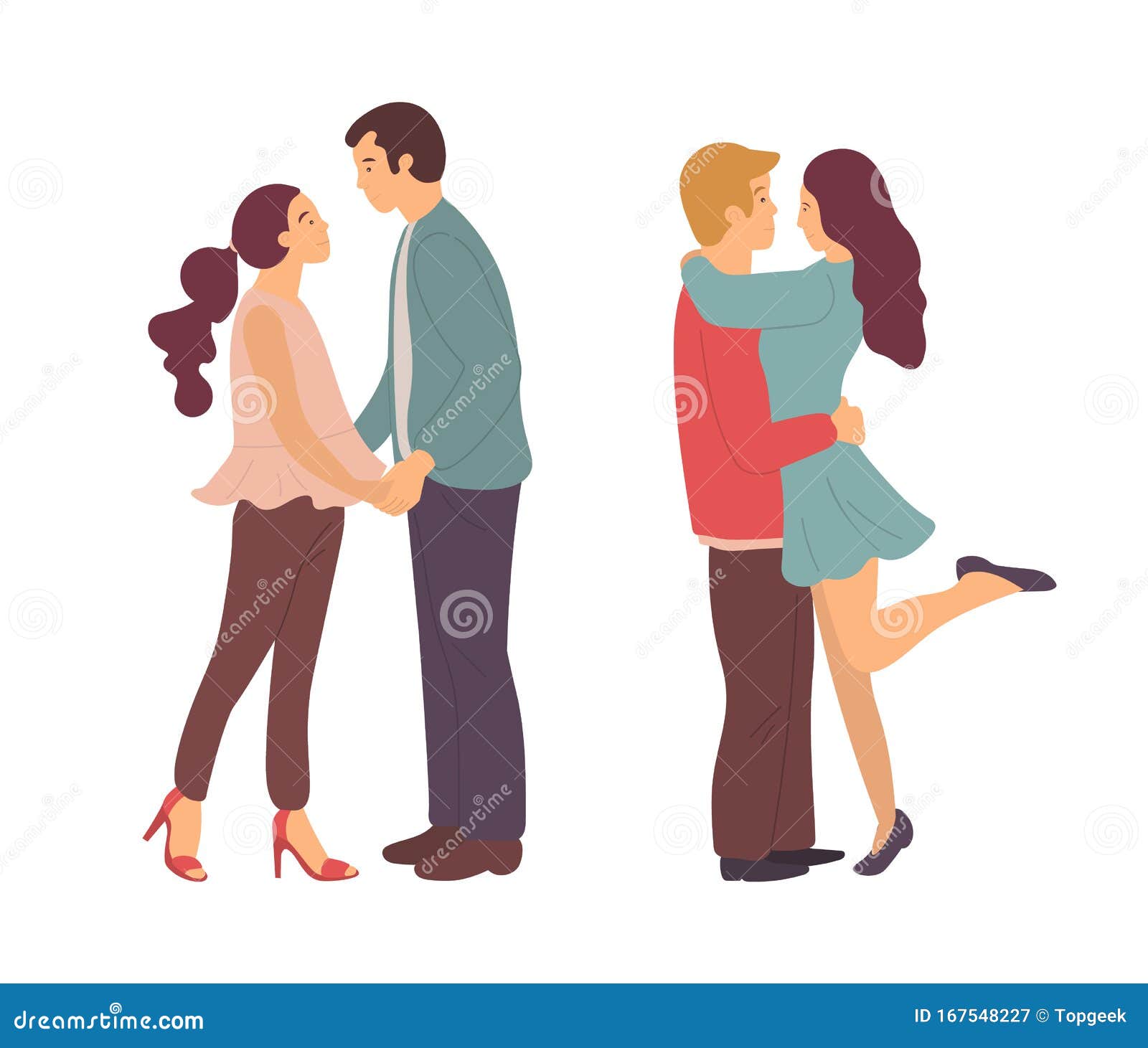 Man And Woman Kissing And Cuddling Couples Set Stock Vector