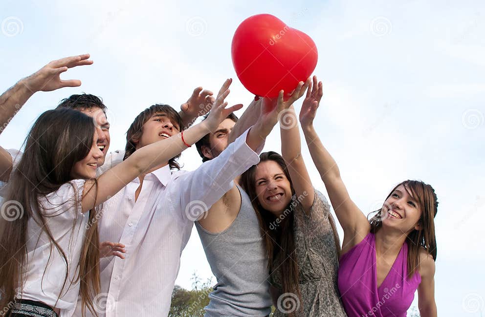 Couples with a Sphere in the Form of Heart Stock Photo - Image of hands ...