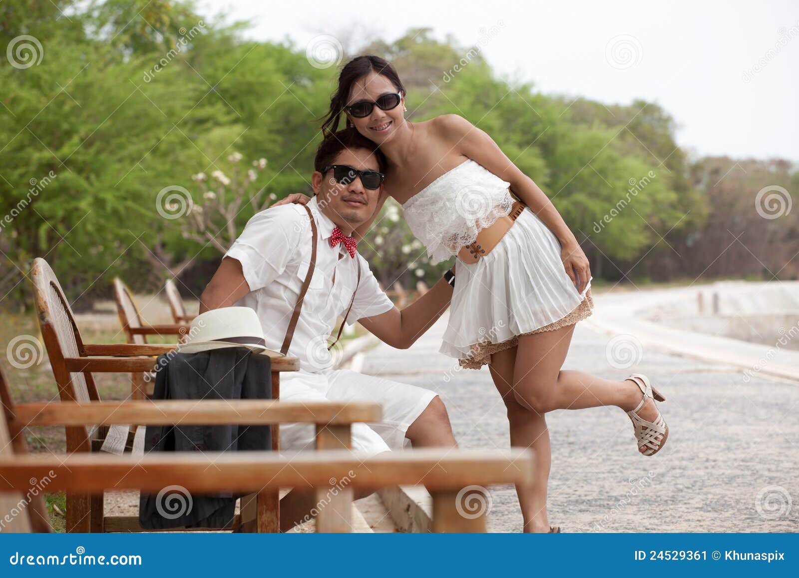 Couples of Young Asian People Posting Stock Image - Image of desk ...