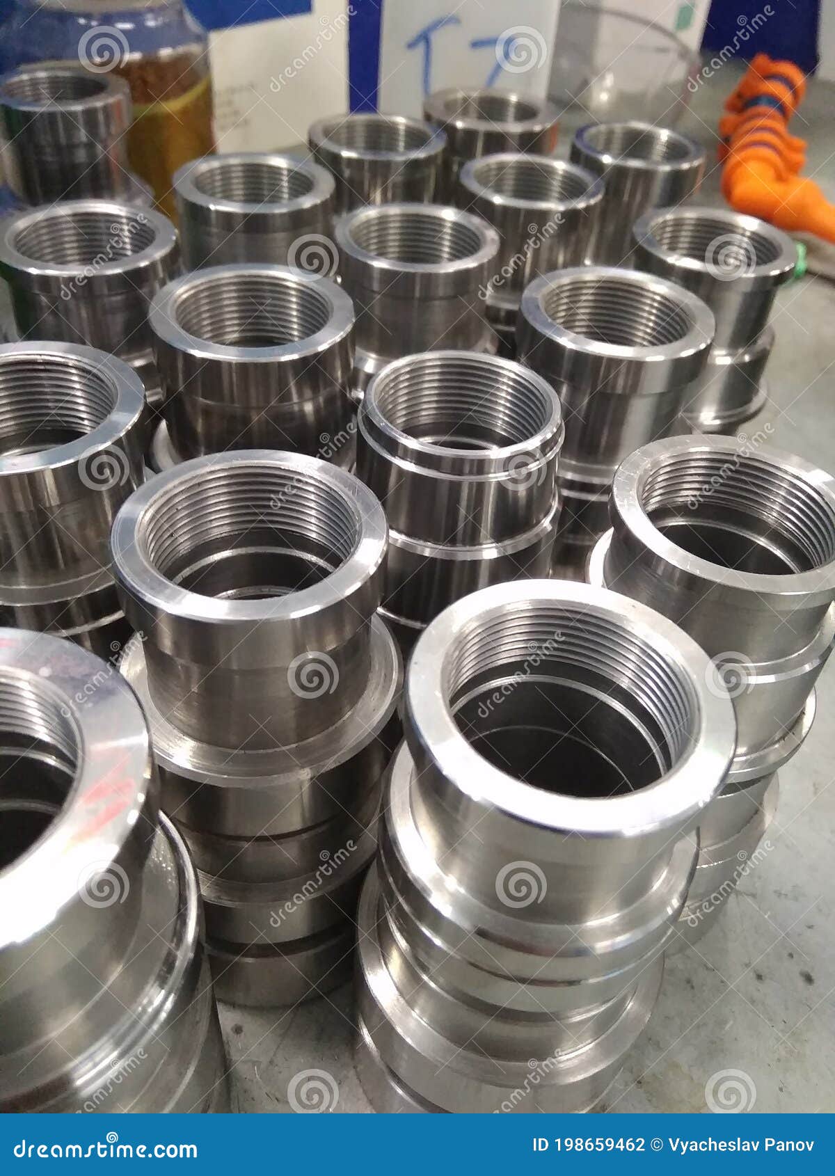 Coupling metal CNC lathe stock photo. Image of lathe - 198659462