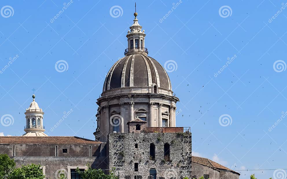 Detailed View of Saint Agatha Cathedral in Catania Sicily Italy Stock ...