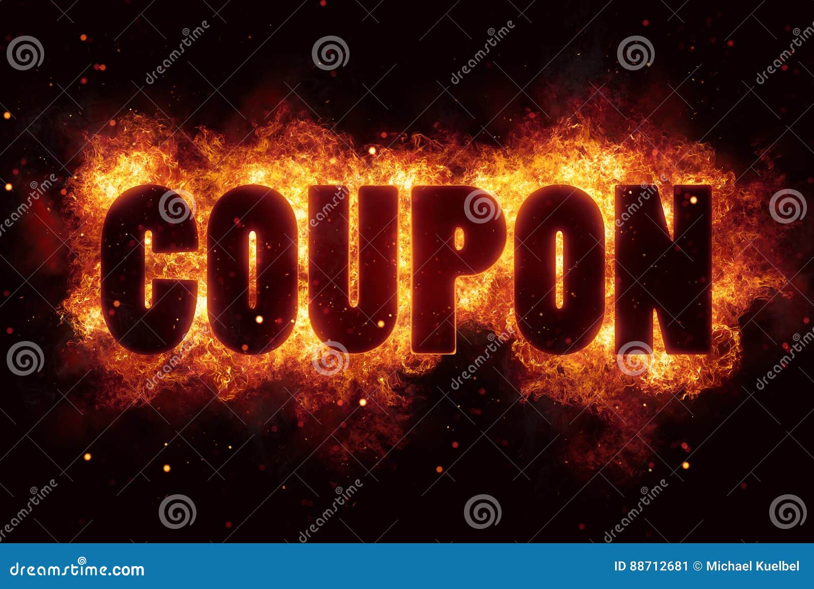 Coupon Fire Flames Burn Burning Text Explosion Explode Stock ...