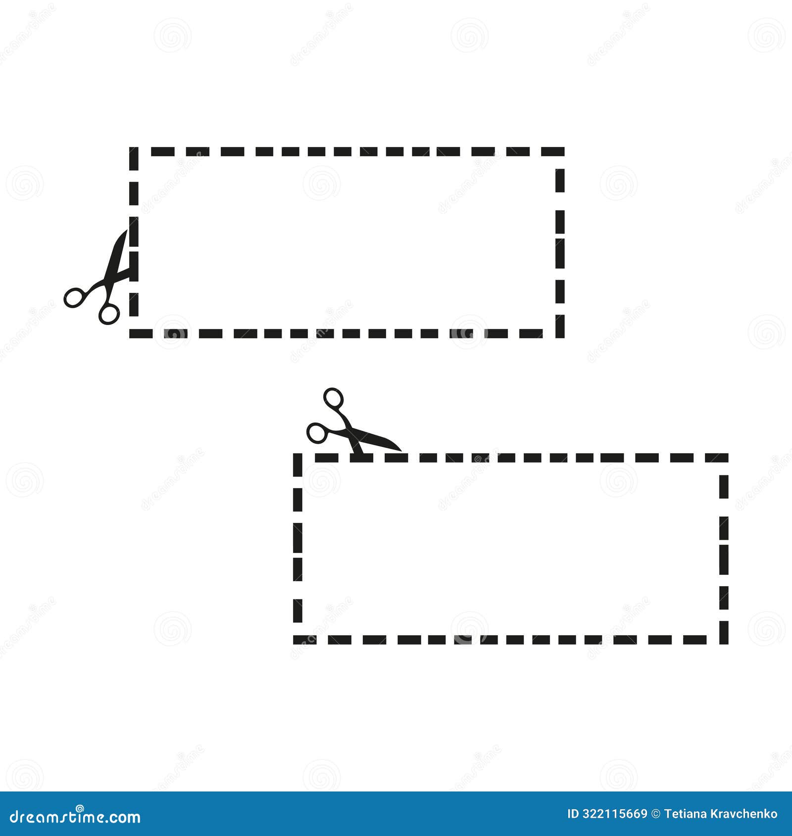 Coupon Icon Set. Dotted Line Rectangles. Scissors Cutting Edges. Vector ...