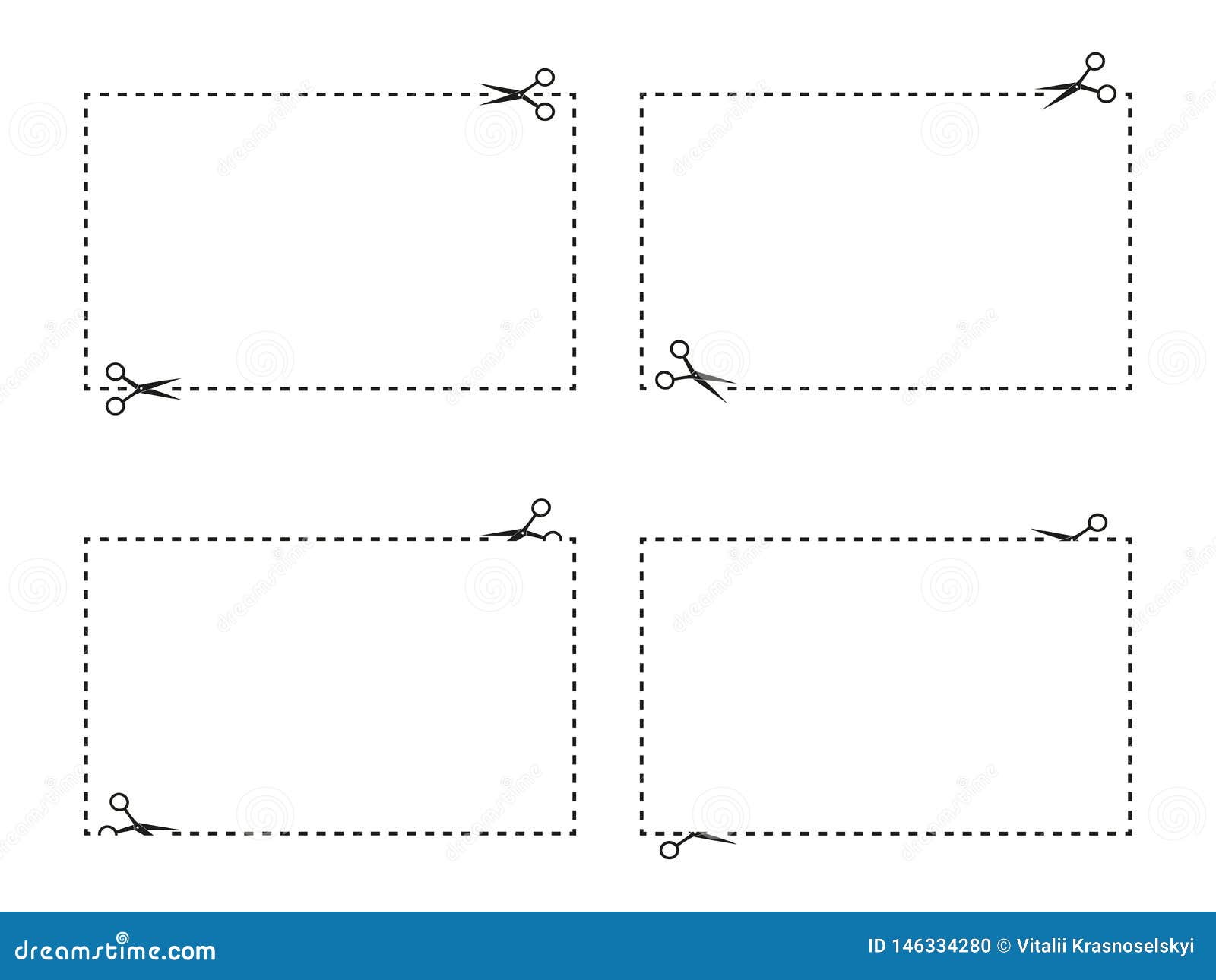 Coupon Scissors Cut Template. Coupon Dashed Line Square, Rectangle ...