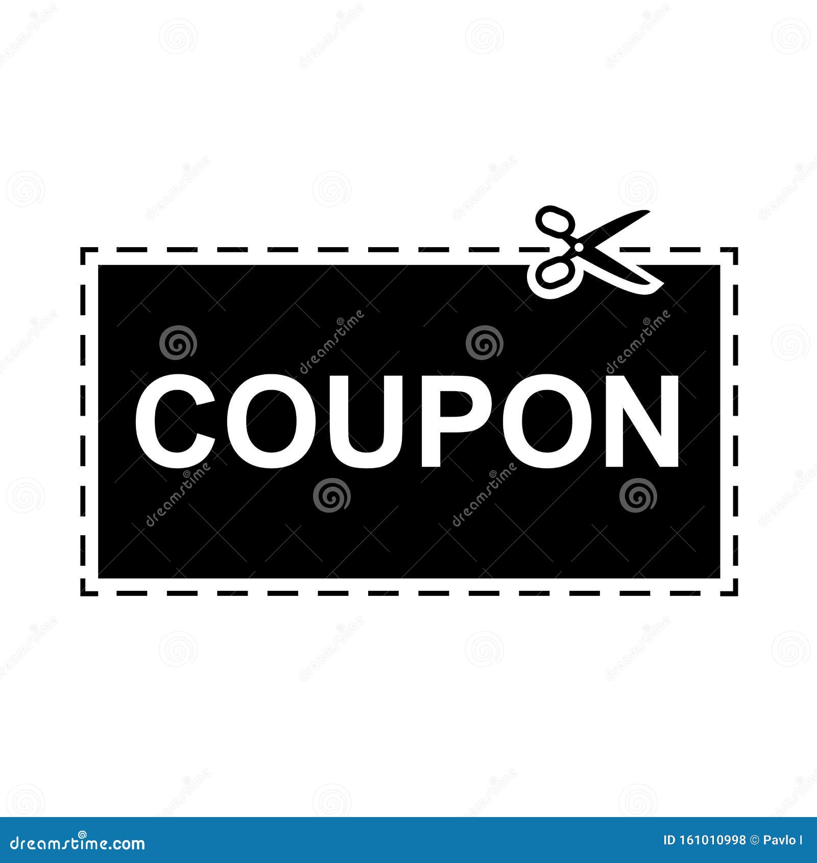 Coupon Scissors Cut Template. Coupon Dashed Line Square, Rectangle ...