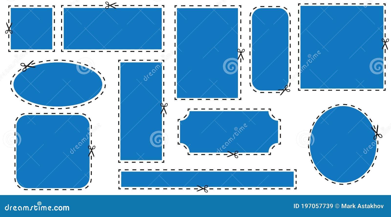 Coupon Scissors Cut, Coupon Template Icon Set. Scissor Voucher Stock ...