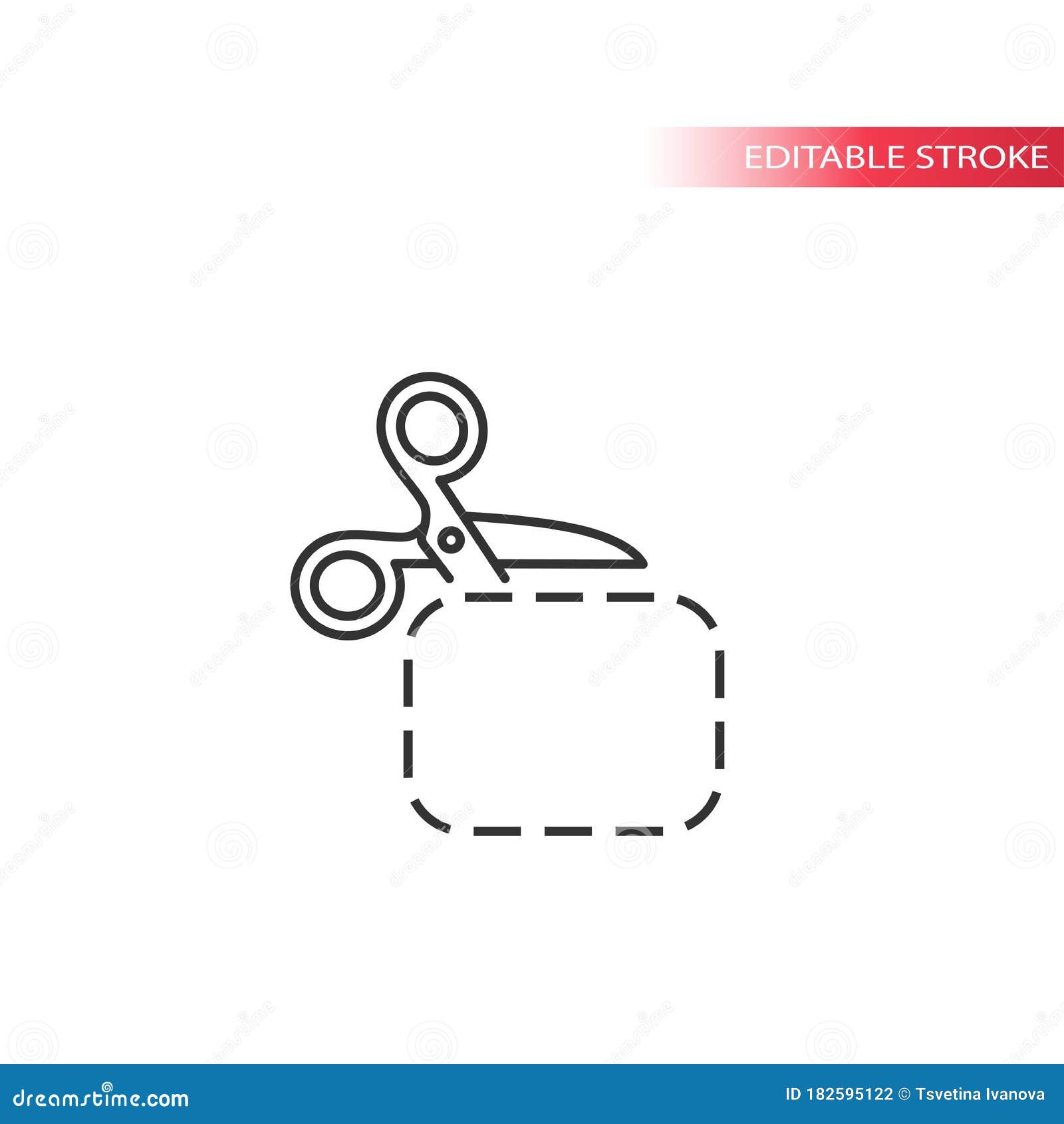 Coupon with Scissors and Dashed Line Rounded Rectangle Stock Vector ...