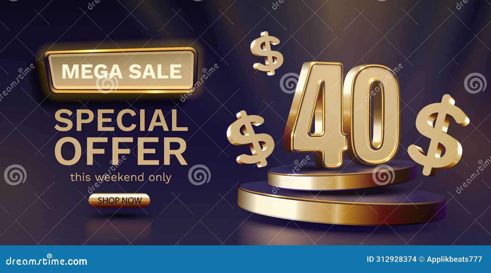 Coupon Special Voucher 40 Dollar, Check Banner Special Offer. Vector ...