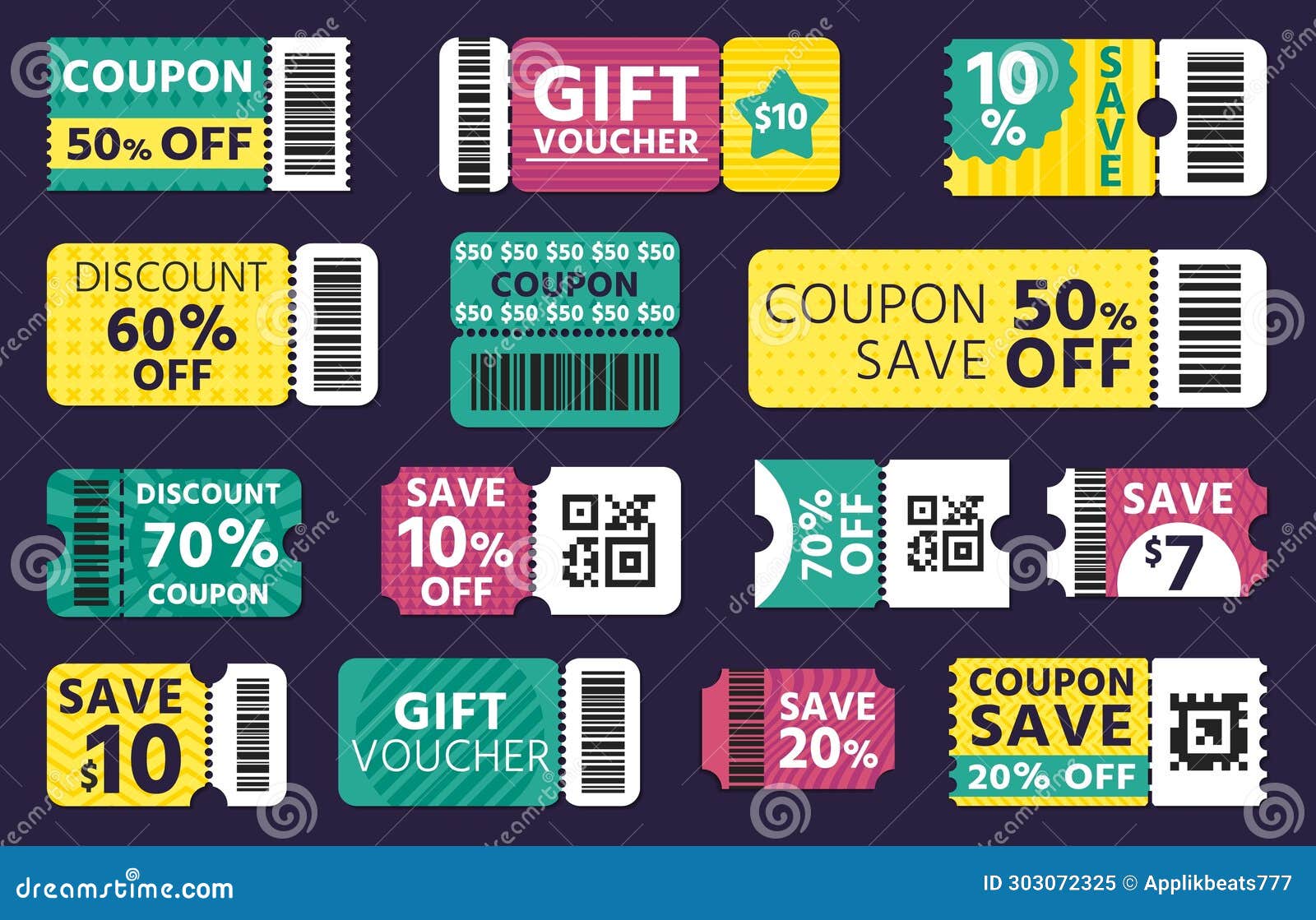 Coupon Template. Discount Banner with Barcode, Shopping Voucher ...
