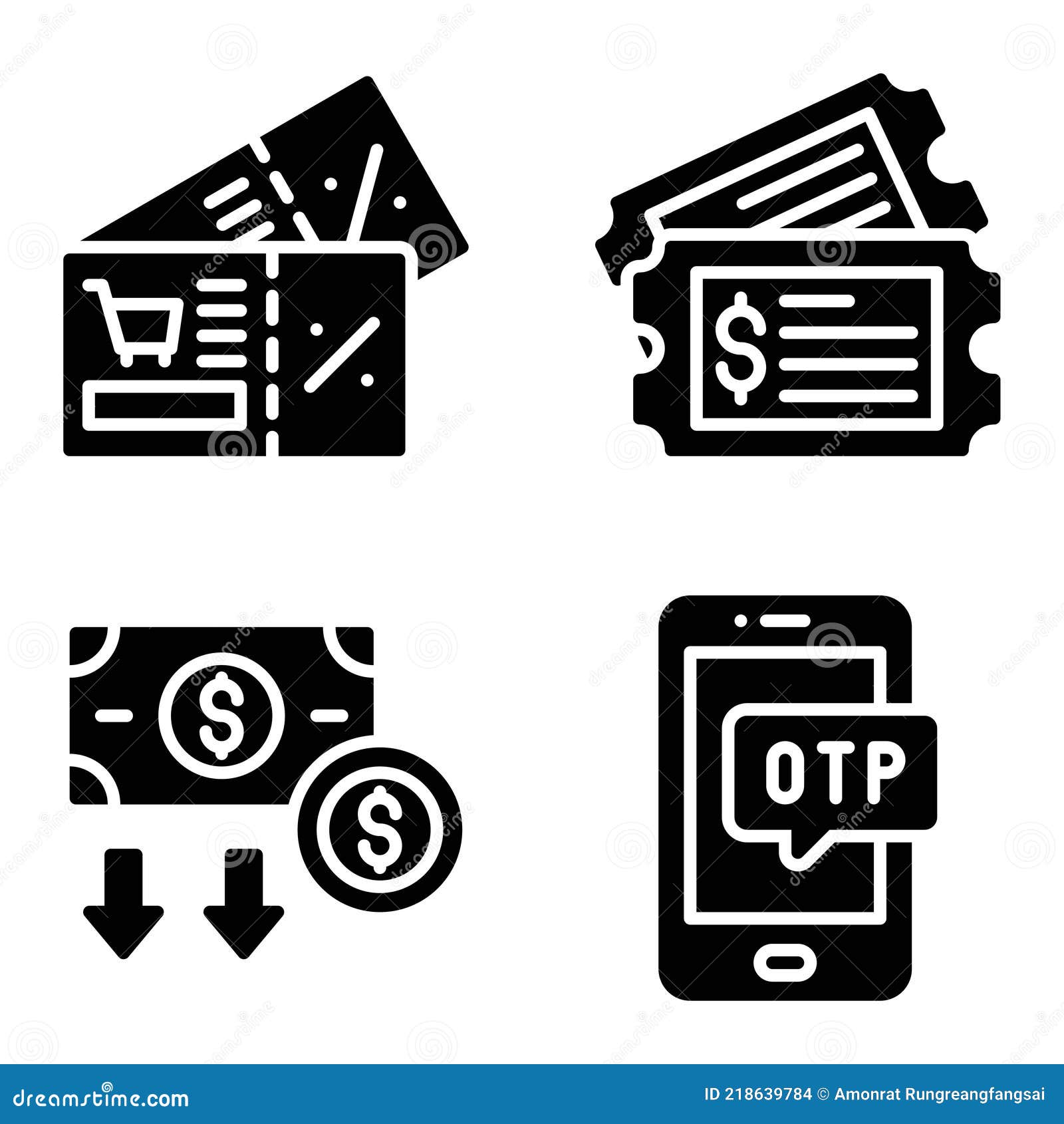 Coupon and Voucher Icon Set Payment Related Vector Stock Vector ...