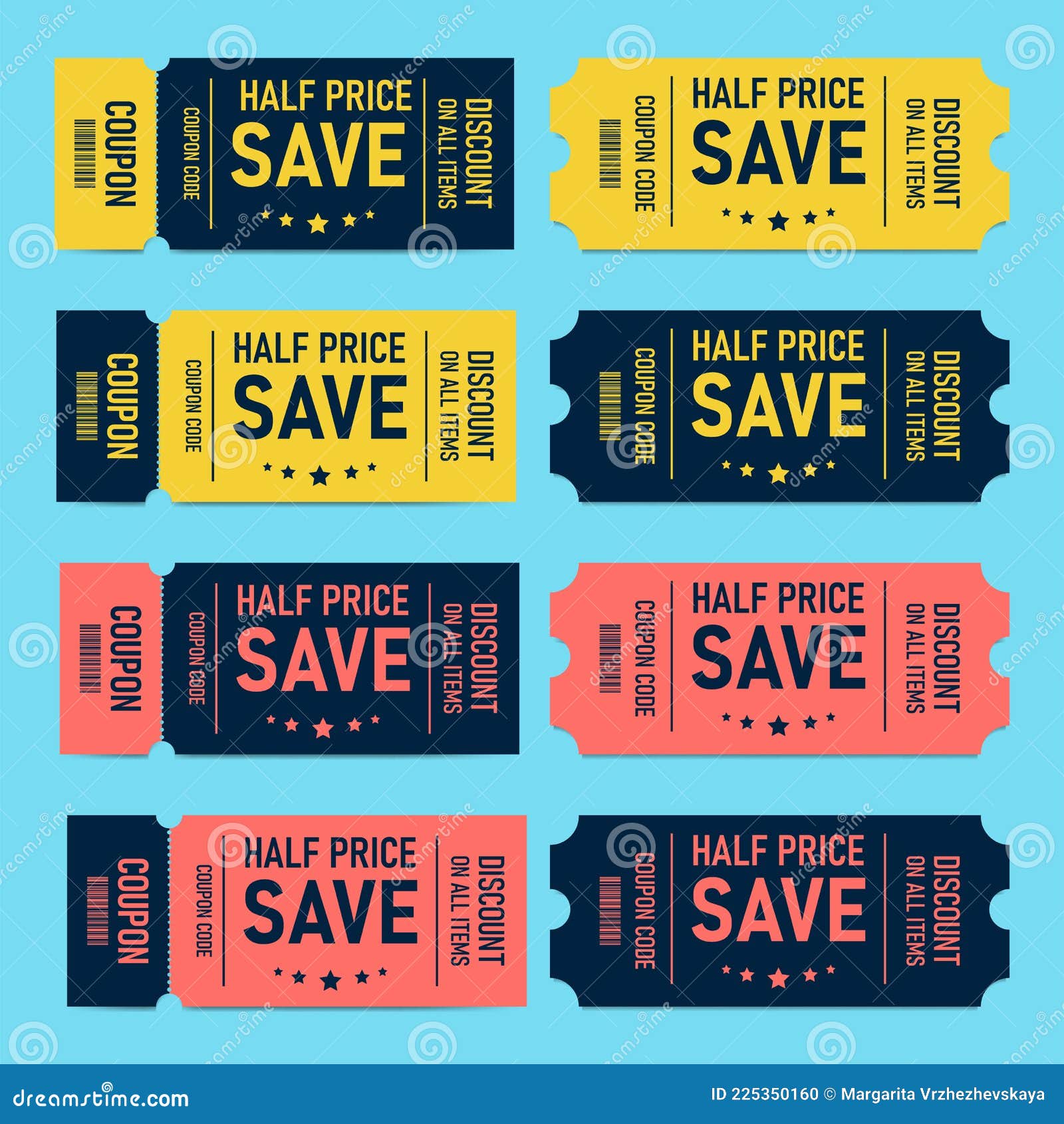 Set of Coupons Blue, Yellow and Red Stock Vector - Illustration of ...