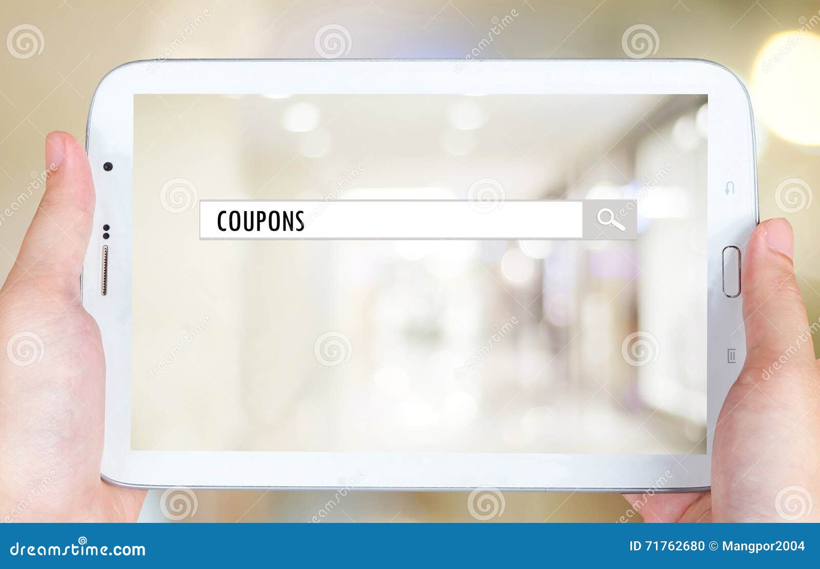 Coupons Search on Tablet Screen, Digital Marketing Stock Photo - Image ...