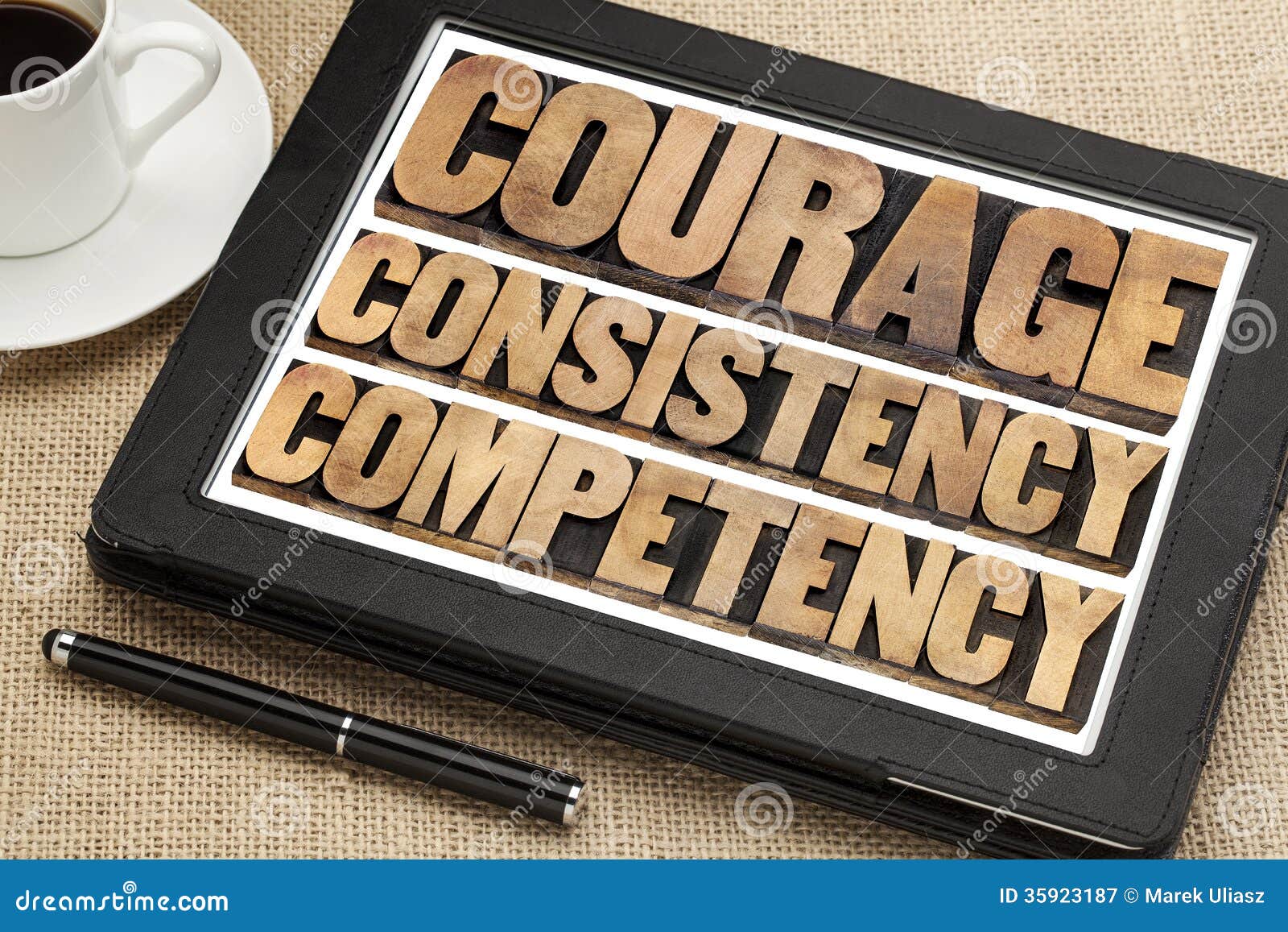 Courage, Consistency, Competency Stock Image - Image of touchscreen ...
