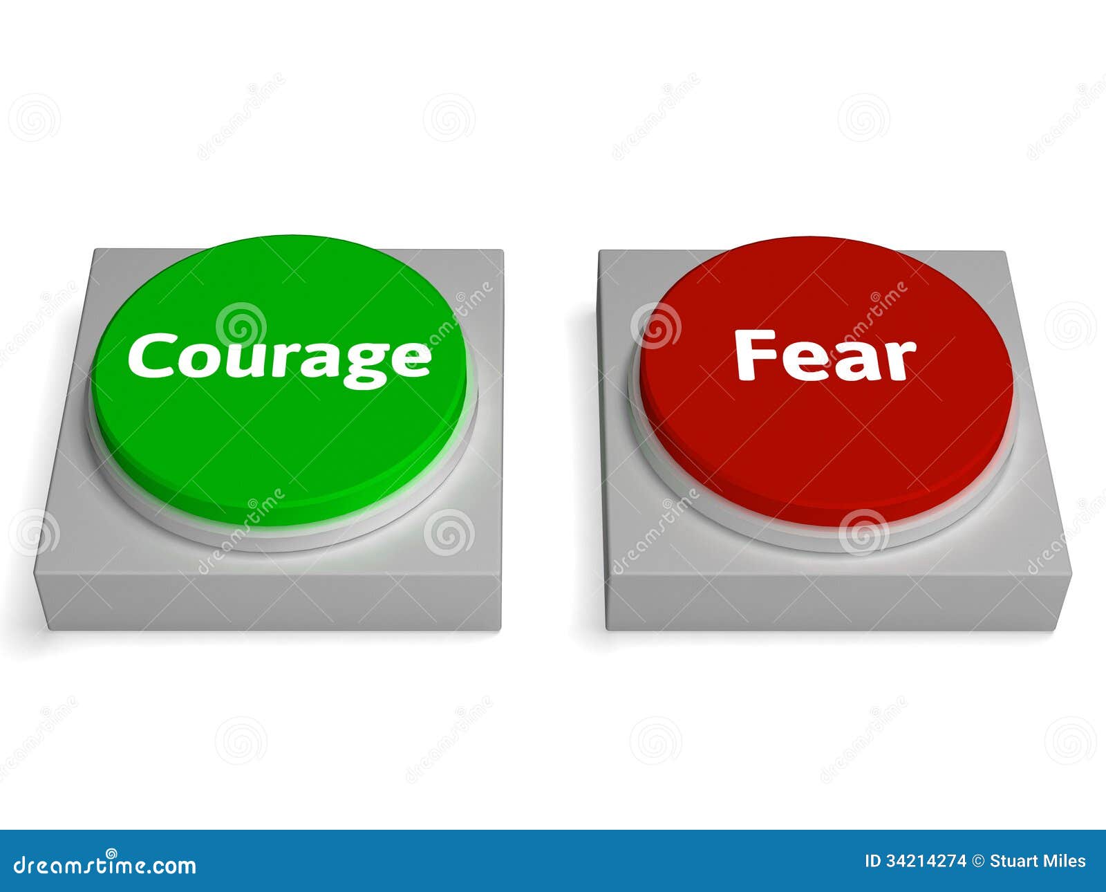Courage Fear Buttons Shows Bravery or Scared Stock Illustration ...