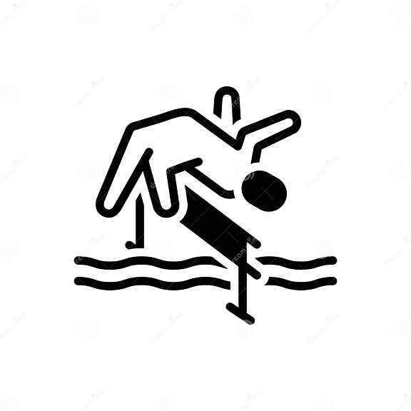 Black Solid Icon for Courage, Bravery and Jump Stock Illustration ...