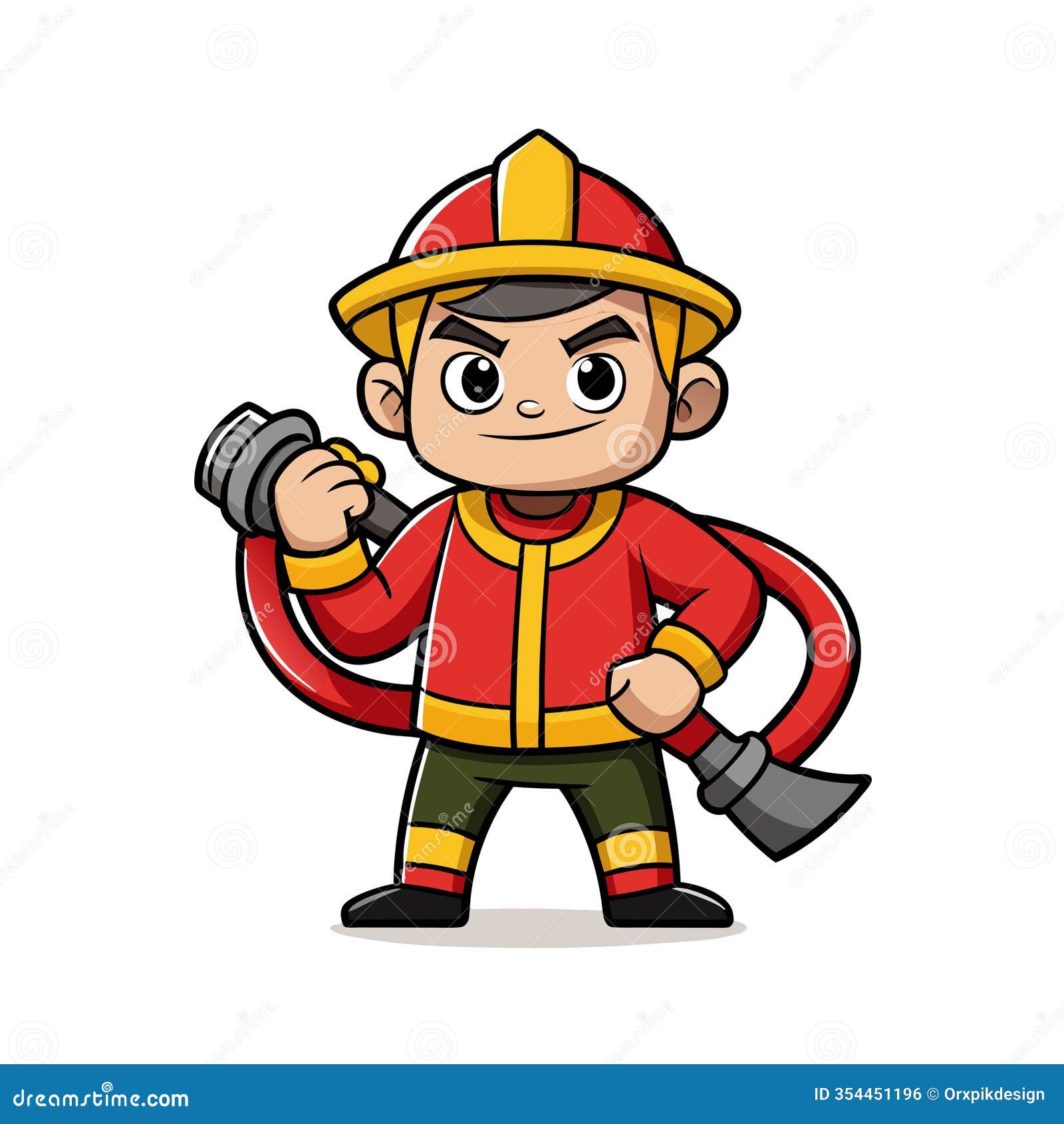 Courageous Firefighter Boy in Action Stock Vector - Illustration of ...