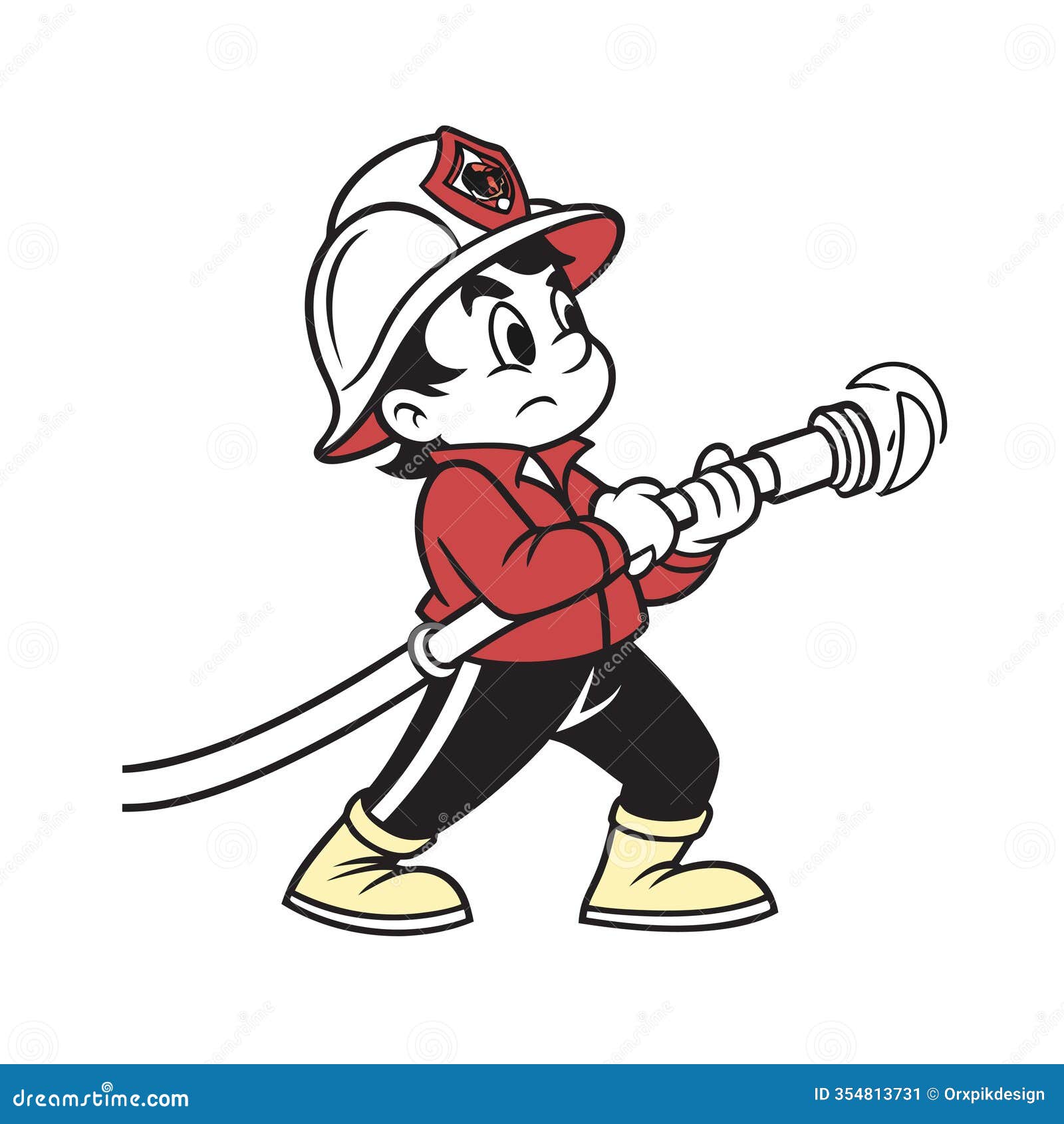 Courageous Firefighter Boy in Action Stock Illustration - Illustration ...