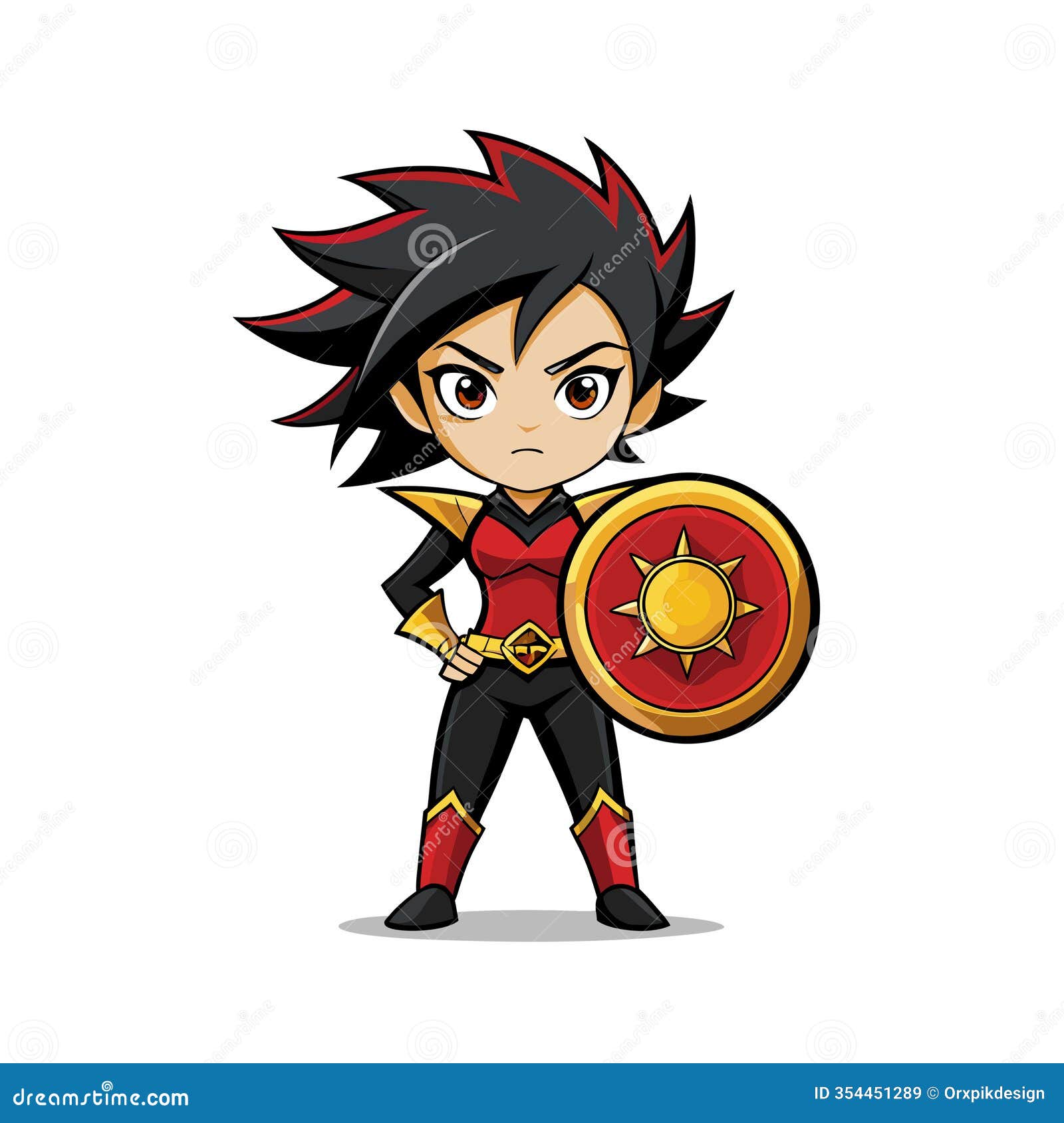 Courageous Boy With Shield Cartoon Vector | CartoonDealer.com #354451163