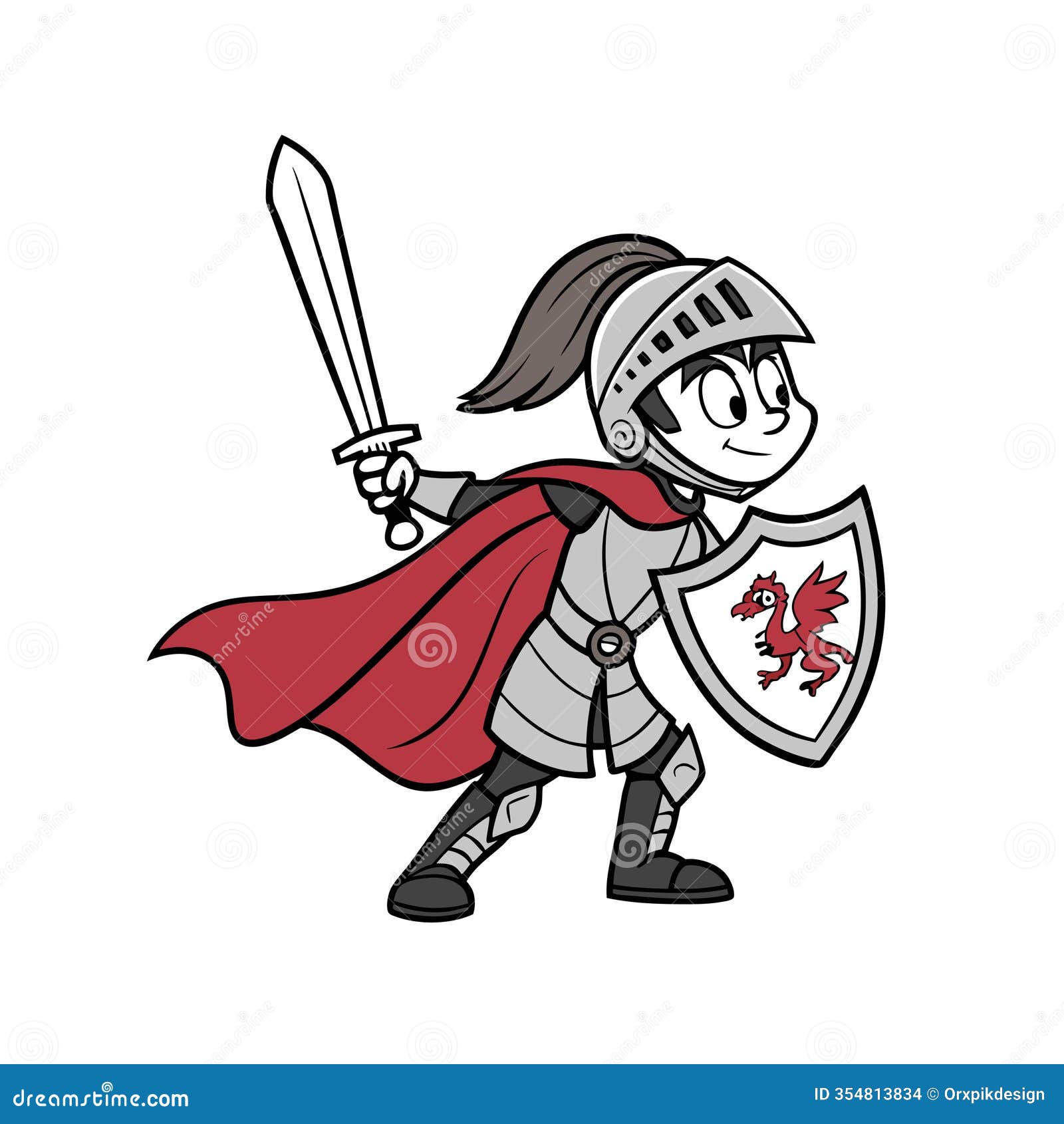 Courageous Knight Boy Ready For Action Cartoon Vector | CartoonDealer ...