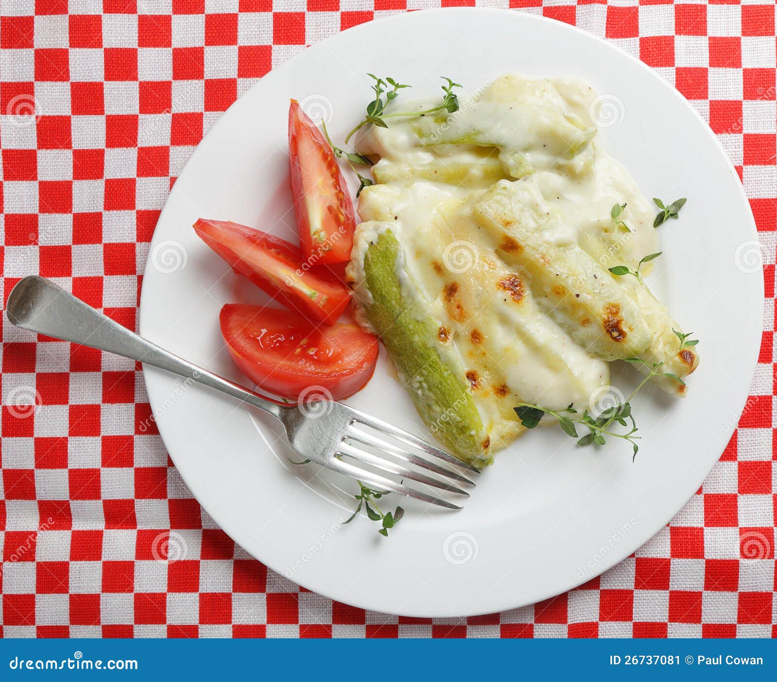 Courgette in Bechamel Sauce from Above Stock Image - Image of food ...