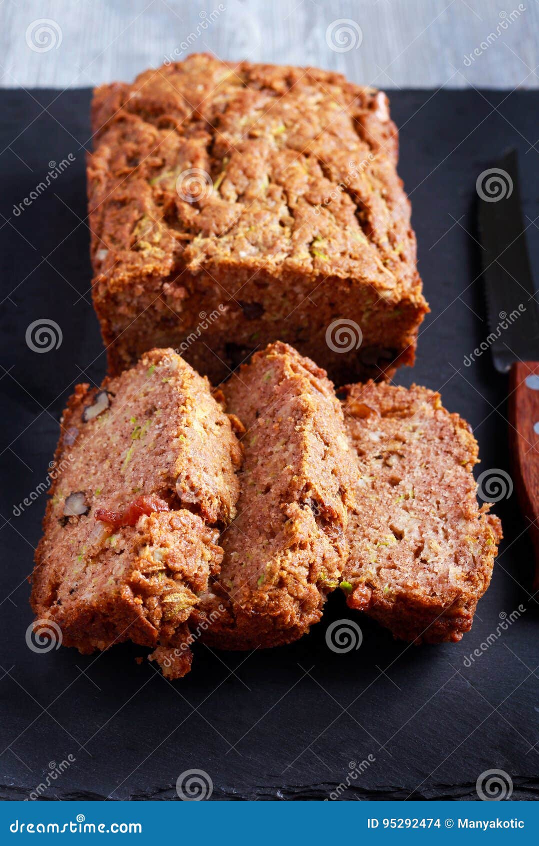 Courgette Loaf with Sultana and Nuts, Sliced Stock Photo - Image of ...