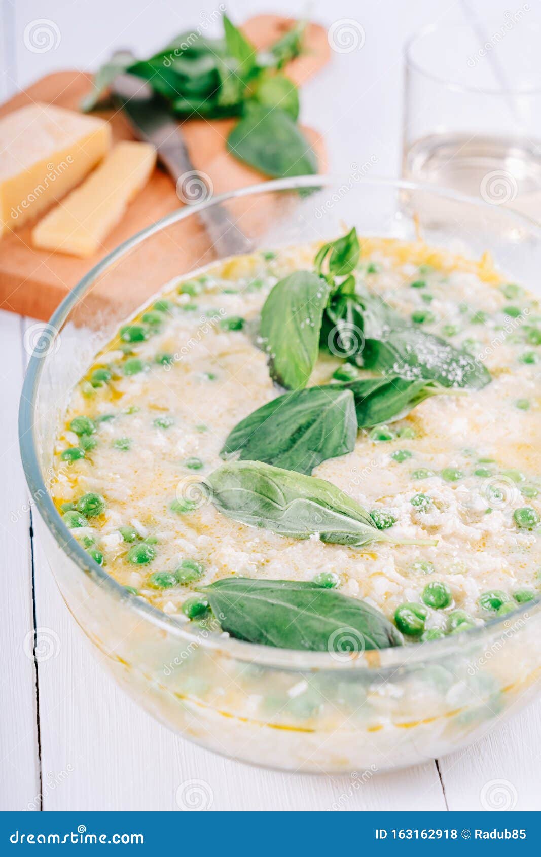 Courgette and Pea Risotto with Parmesan, Mascarpone, Basil Stock Photo ...
