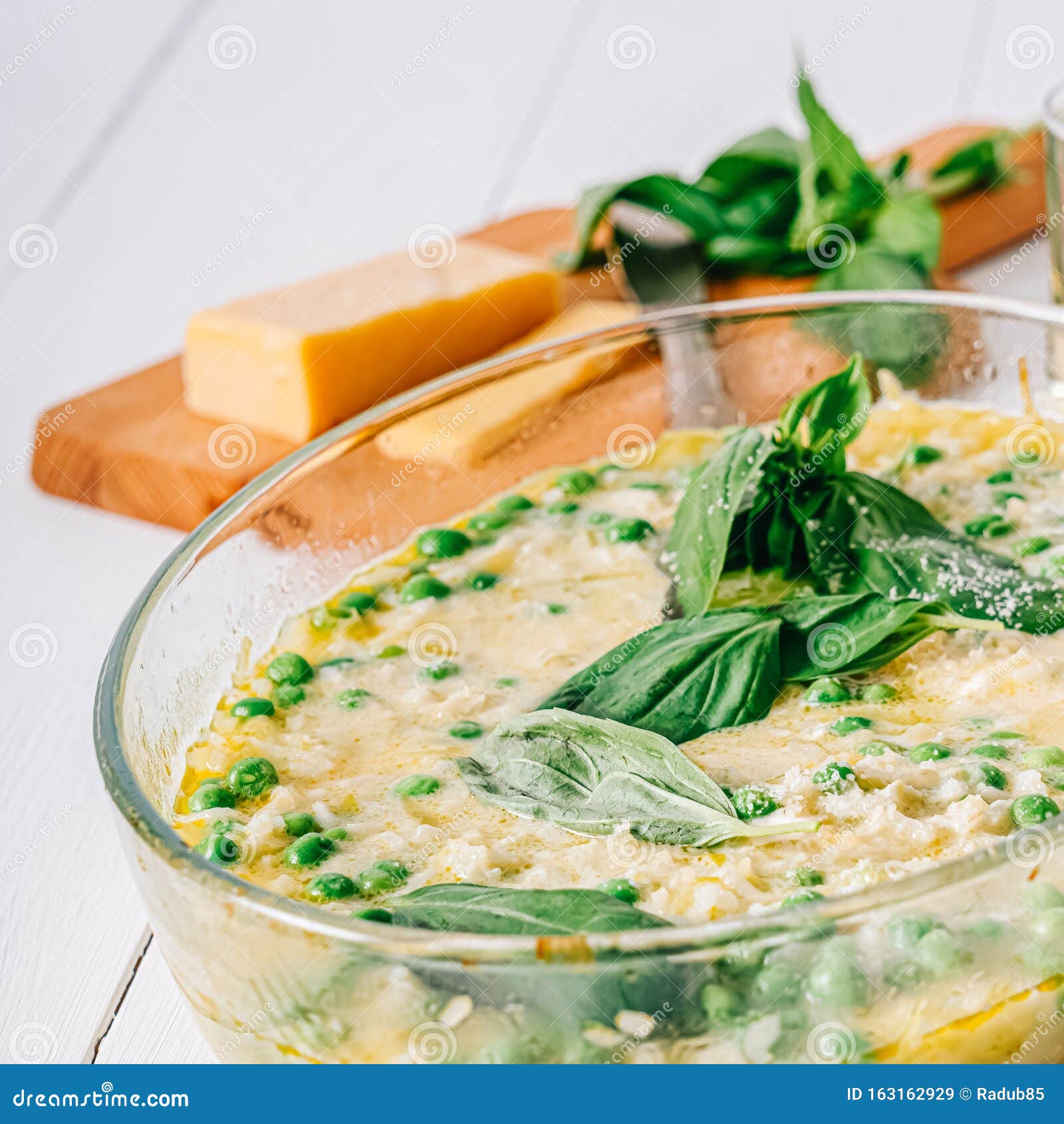 Courgette and Pea Risotto with Parmesan, Mascarpone, Basil Stock Image ...