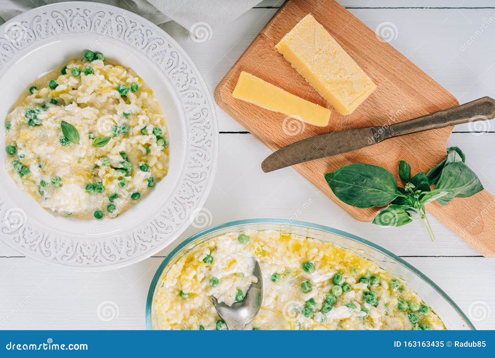 Courgette and Pea Risotto with Parmesan, Mascarpone, Basil Stock Image ...
