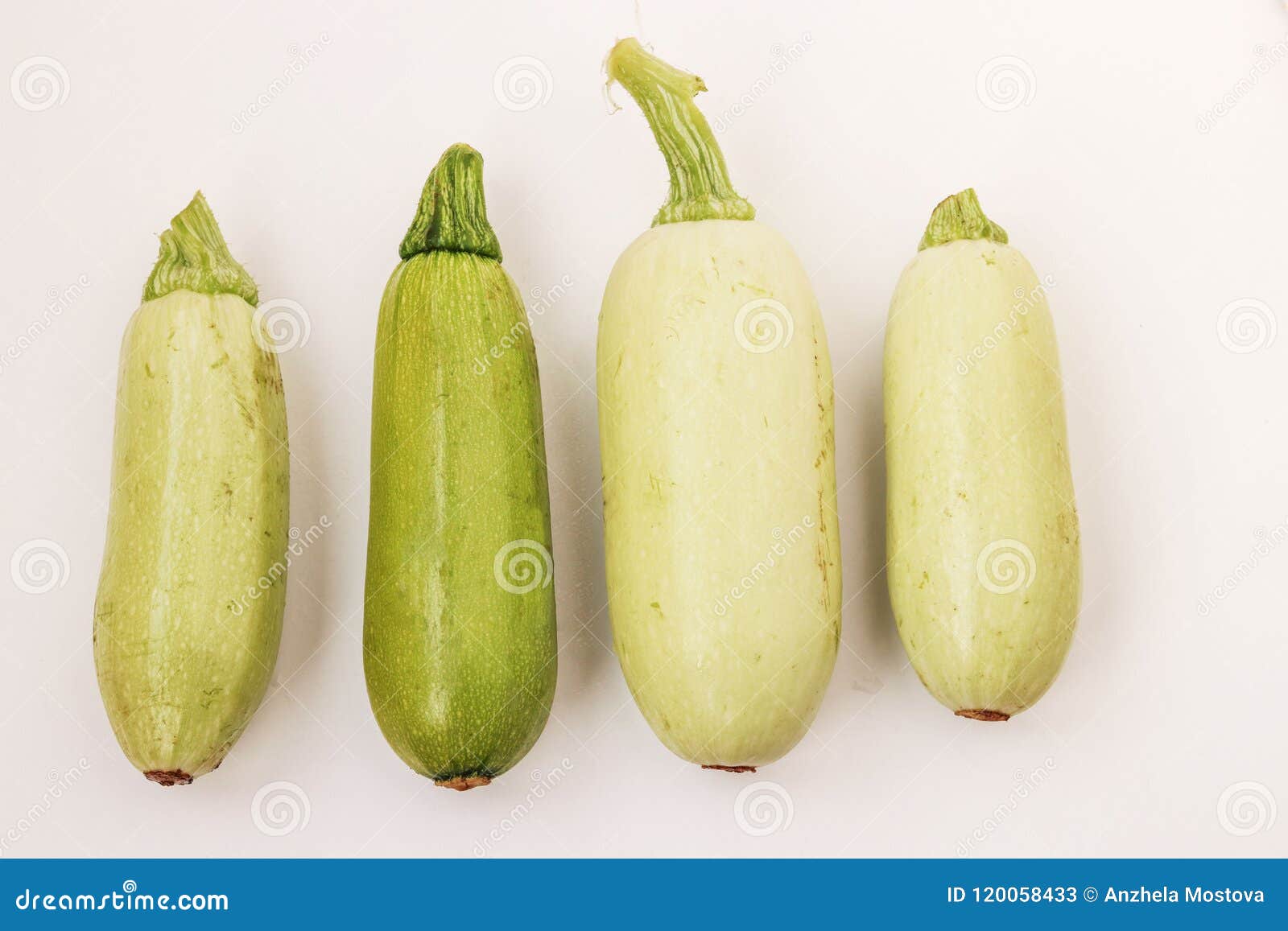 Courgettes Arranged on a White Background in Random Order Stock Image ...