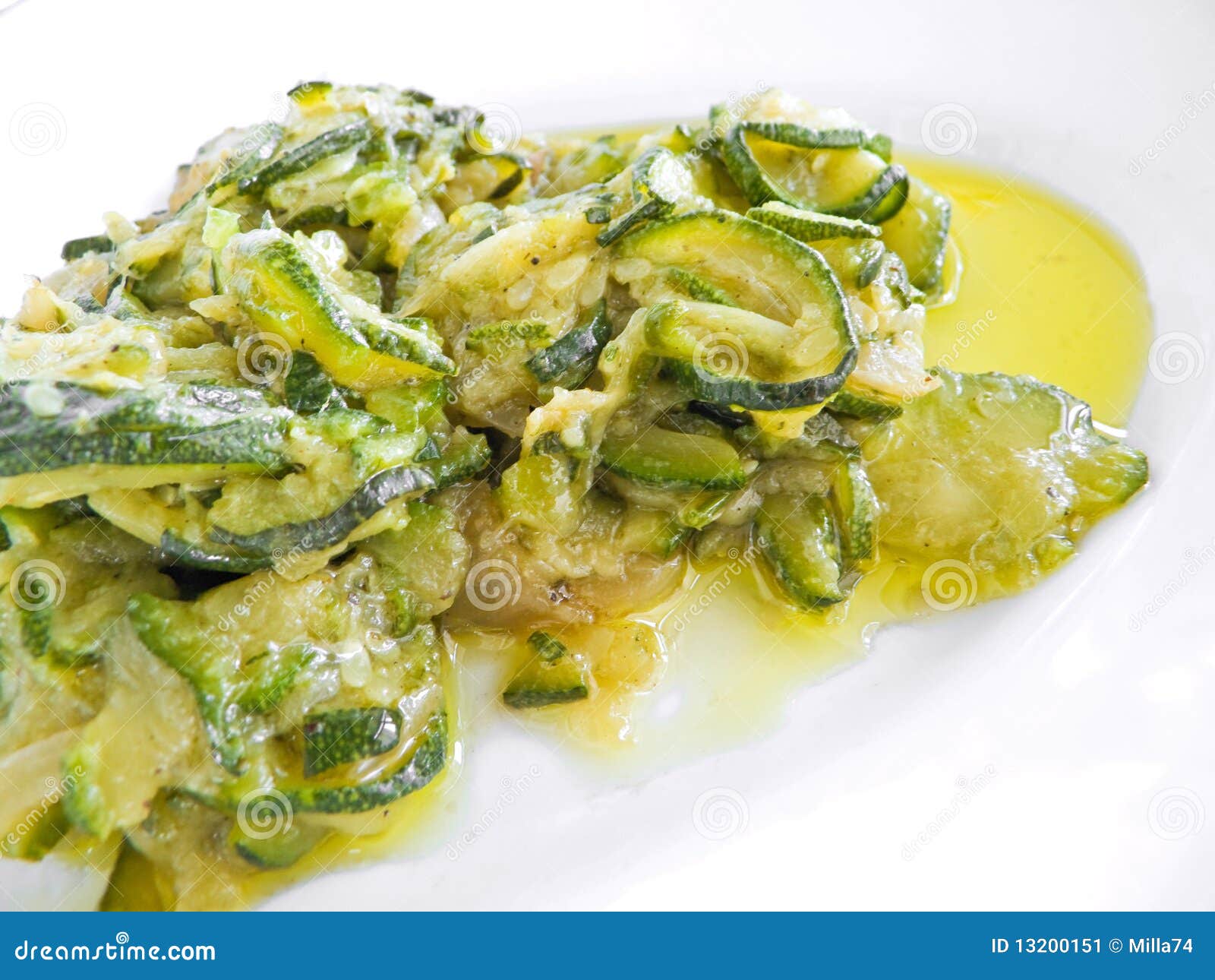 Courgettes Cooked with Olive Oil and Onions. Stock Image - Image of ...