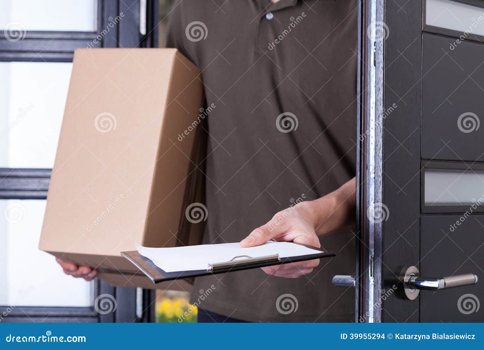 Courier asking for a sign stock photo. Image of male - 39955294