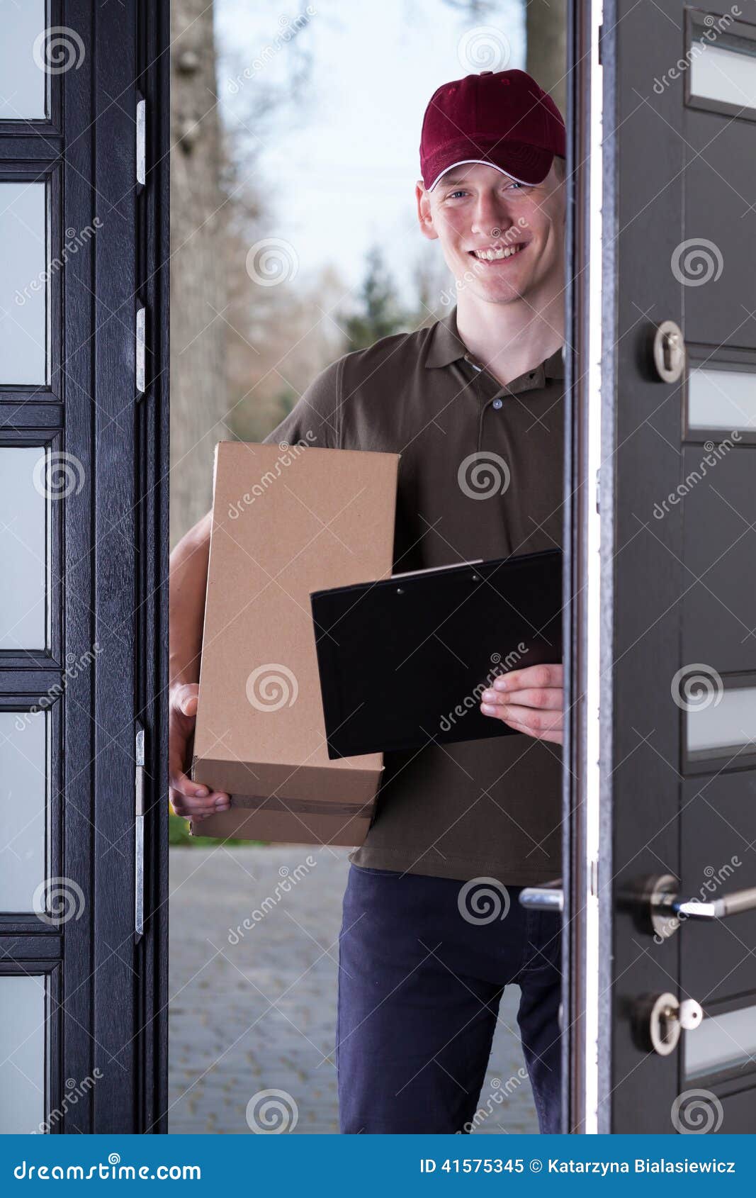 Courier with a box stock image. Image of mail, courier - 41575345