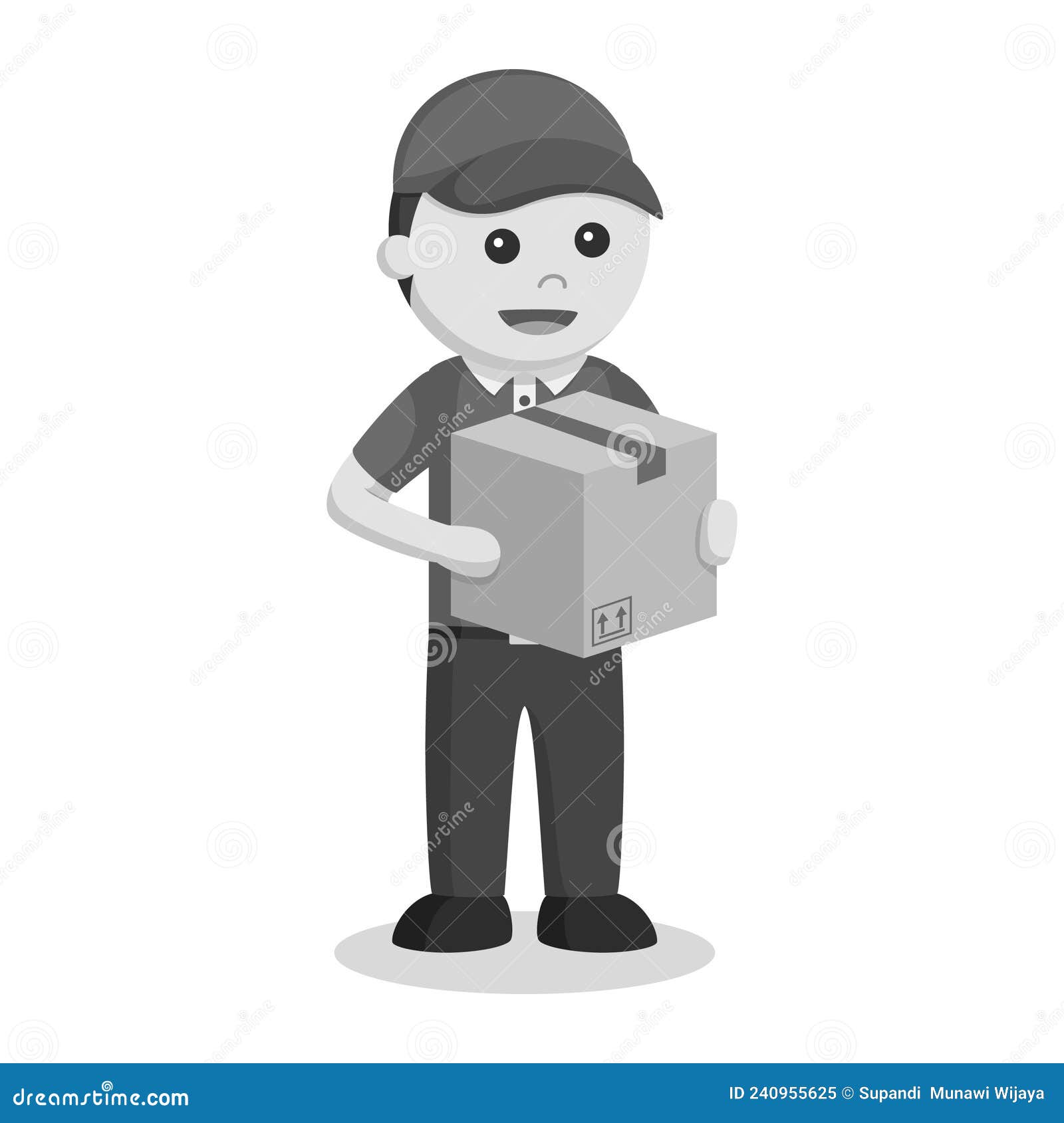Courier Character Profession Design Vector Black and White Stock Vector ...