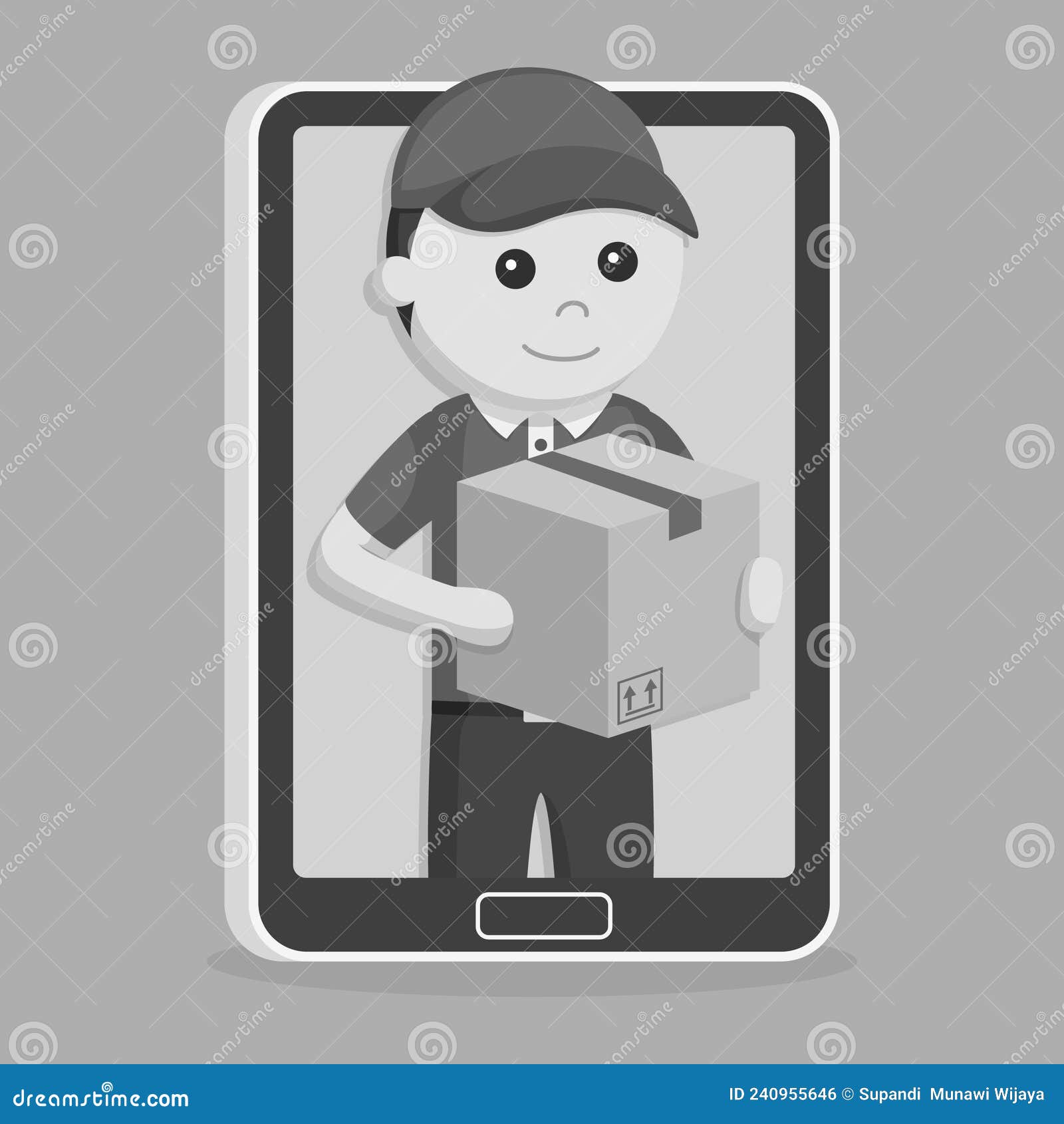 Courier Character Profession Design Vector Black and White Stock Vector ...