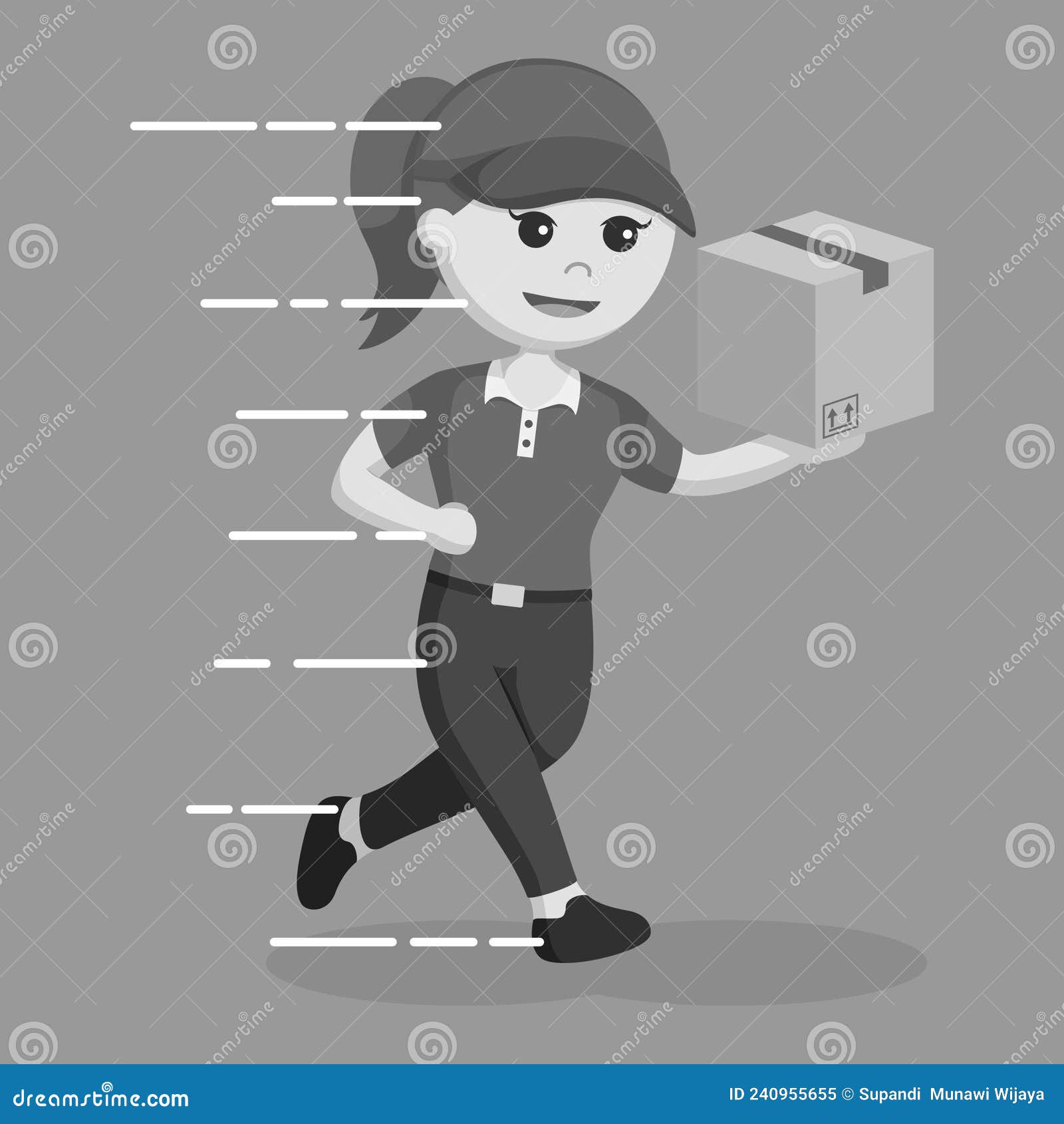 Courier Character Profession Design Vector Black and White Stock Vector ...