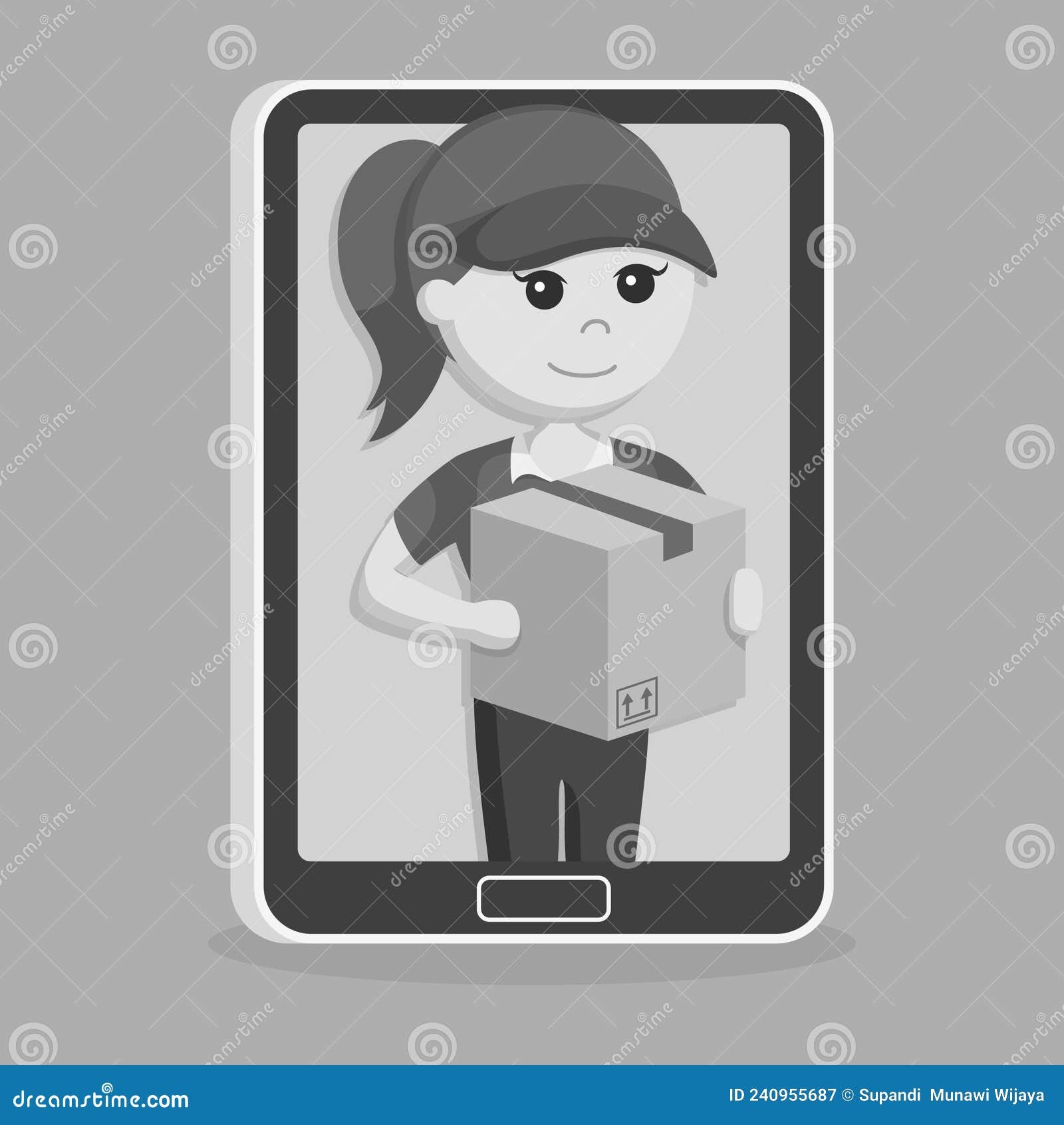 Courier Character Profession Design Vector Black and White Stock Vector ...