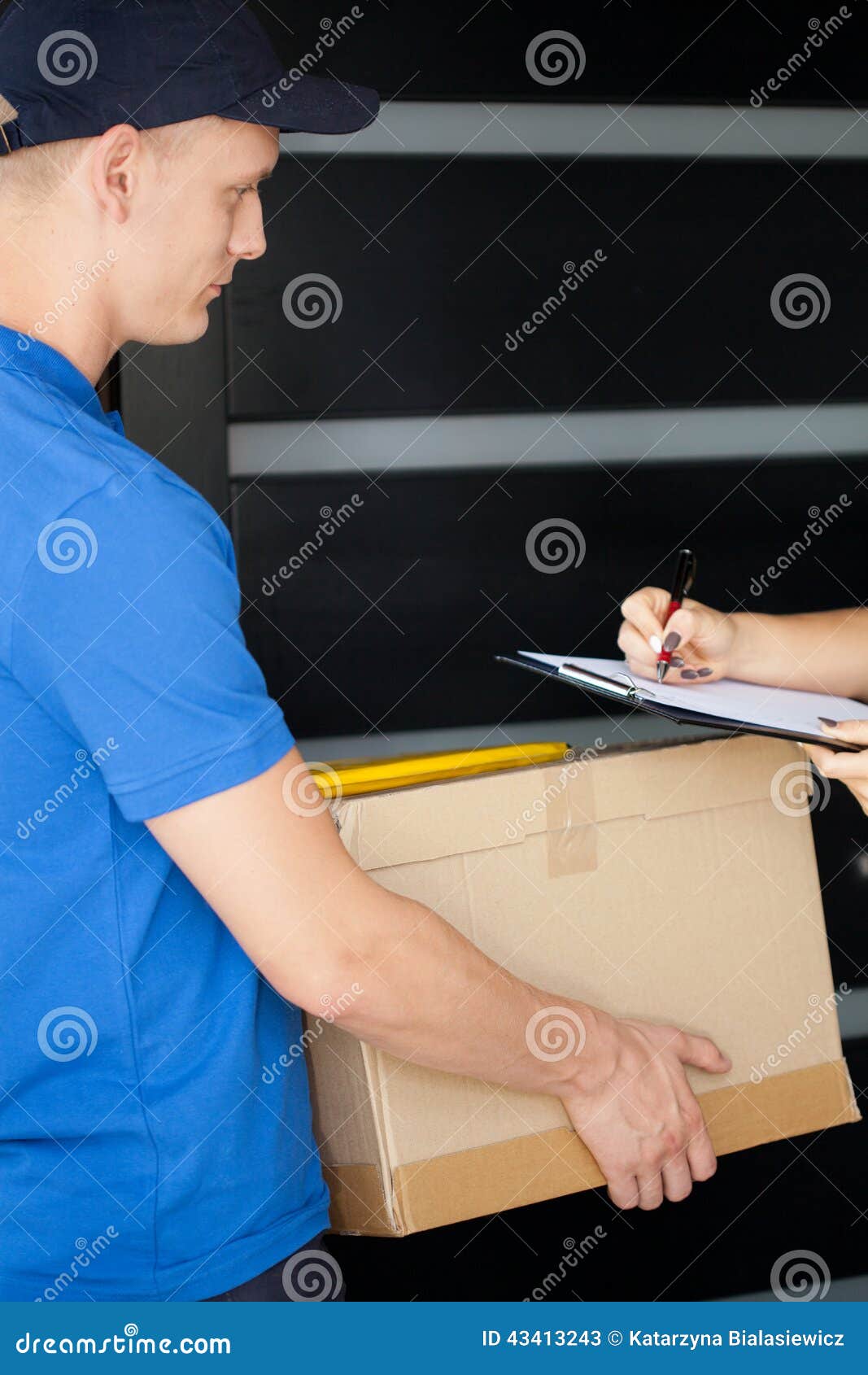 Courier Delivering a Parcel Stock Image - Image of document, delivering ...
