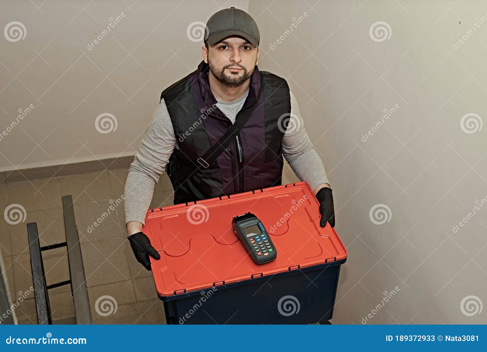 The Courier Delivers the Goods. Delivery in Boxes and Packages. Stock ...