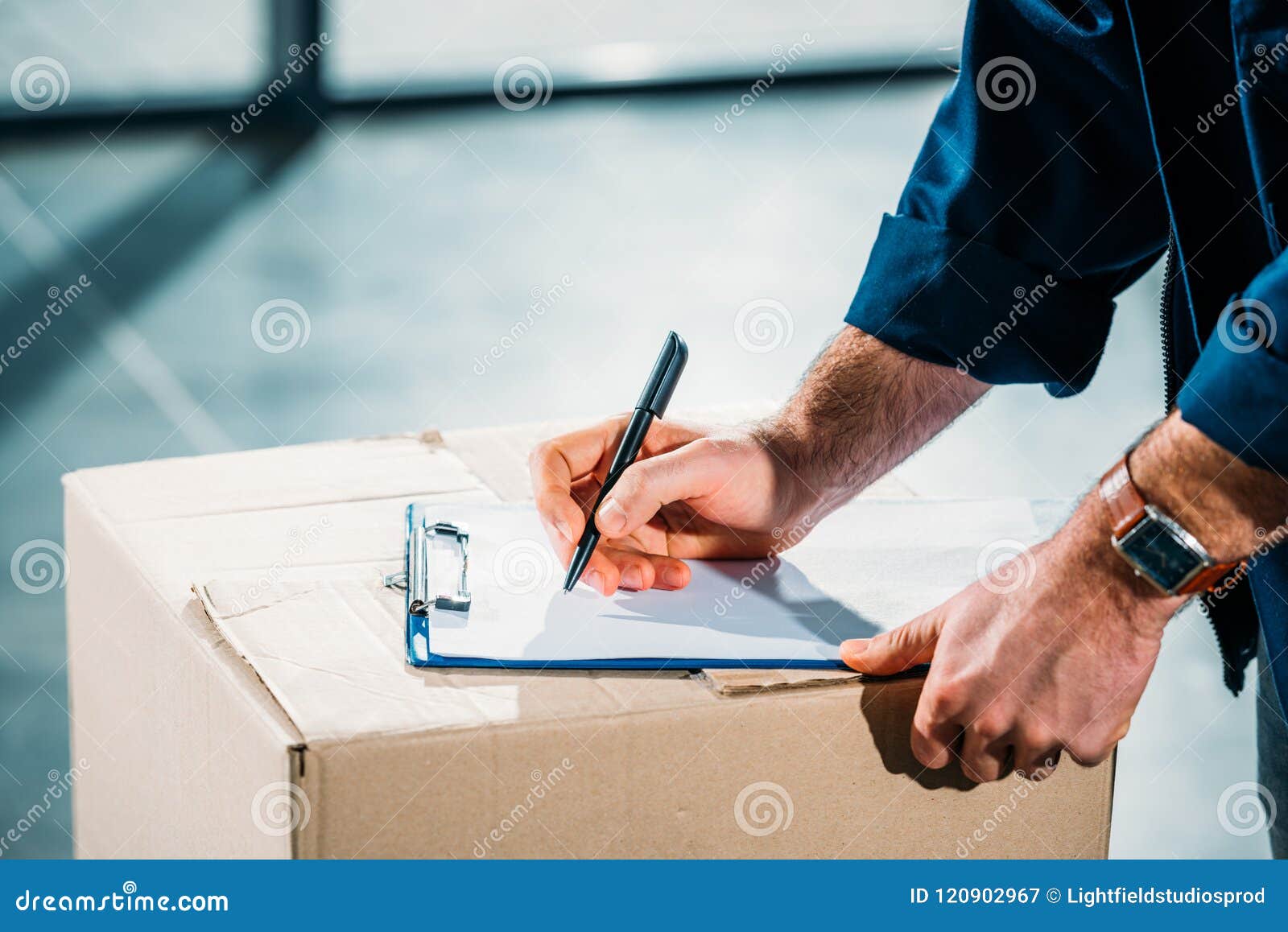 Courier Filling Cargo Declaration Stock Image - Image of work ...