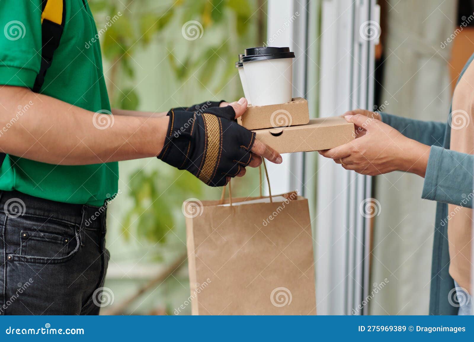 Courier Giving Order stock image. Image of delivery - 275969389