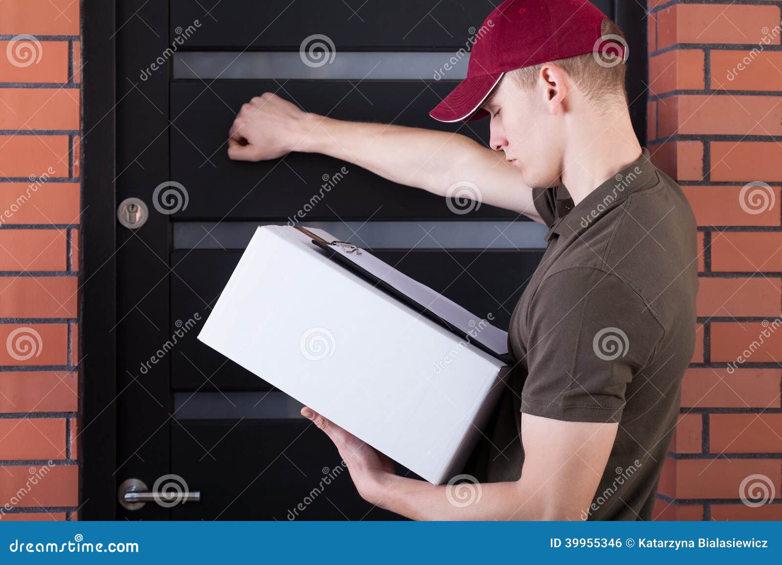 Courier Knocking on Customer S Door Stock Photo - Image of post, home ...