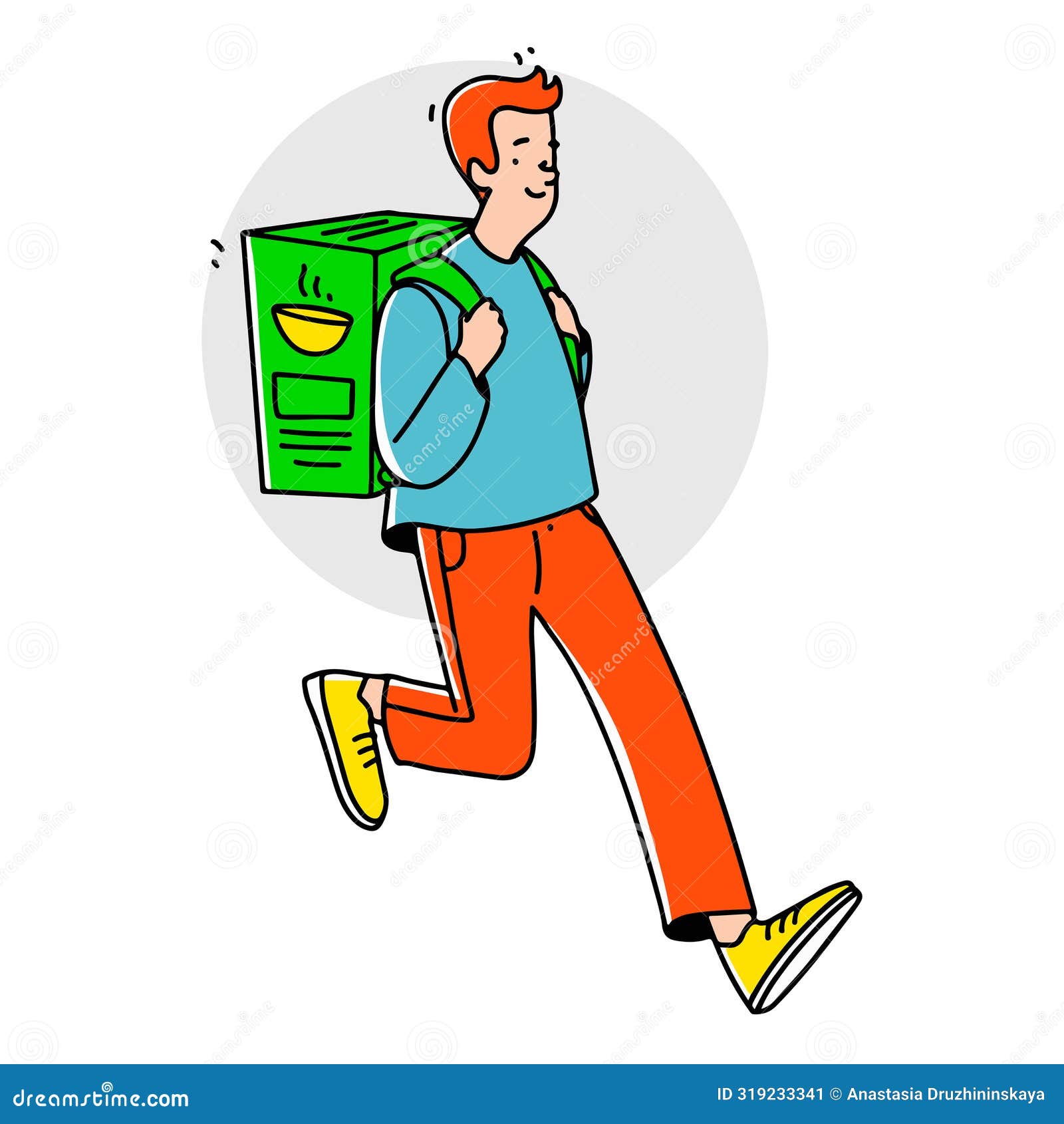 Courier Man Running with Order Stock Vector - Illustration of shipping ...
