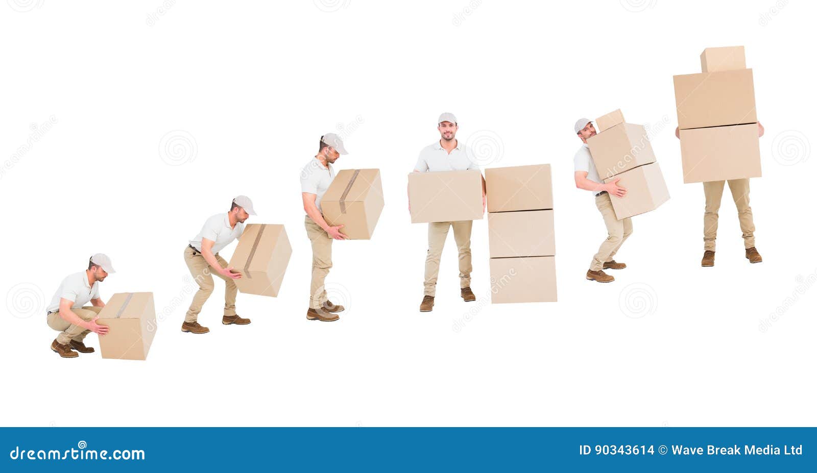 Courier men catching a box stock photo. Image of receiving - 90343614